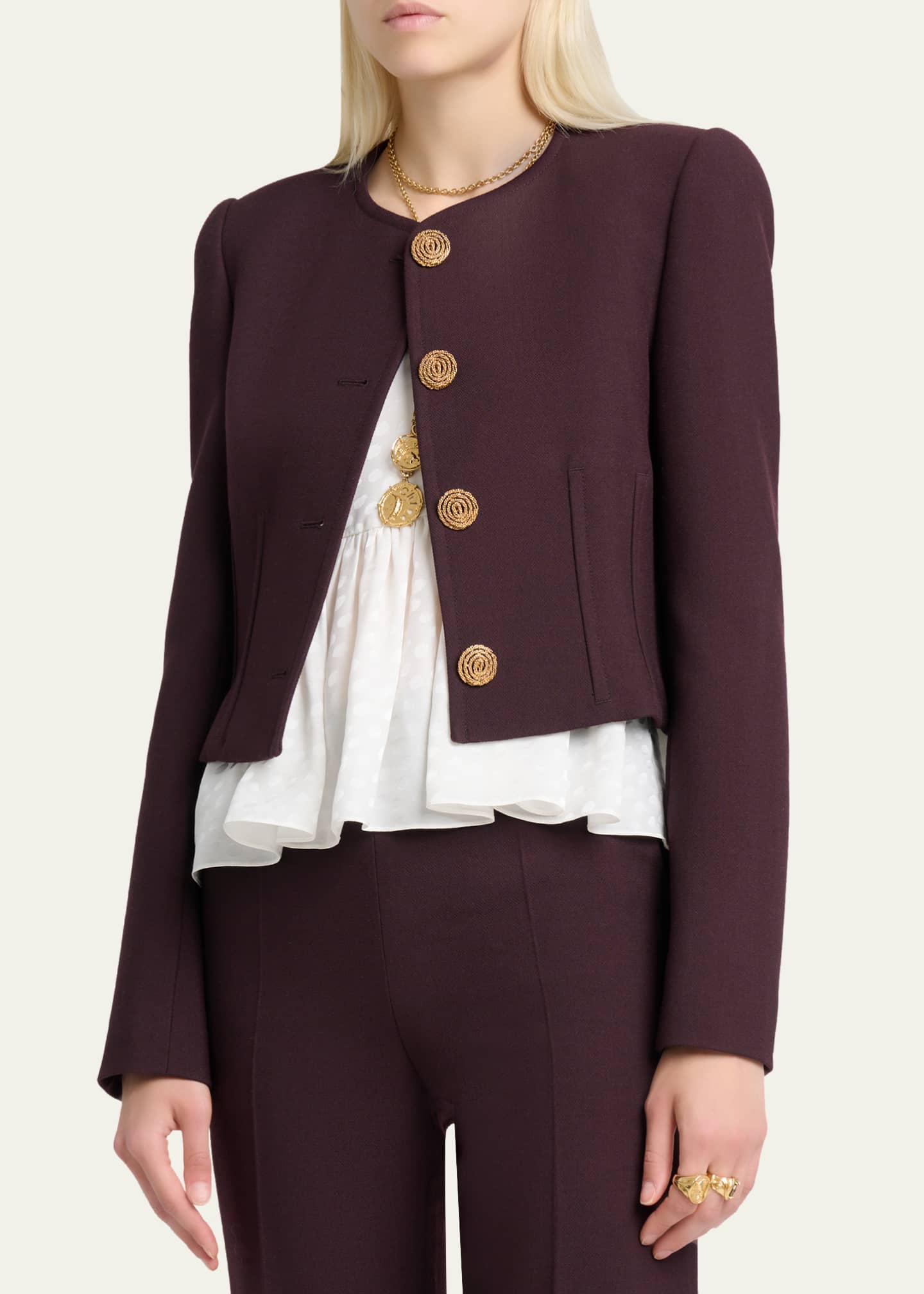 Chloe Wool Crepe SIngle-Breasted Jacket - Bergdorf Goodman