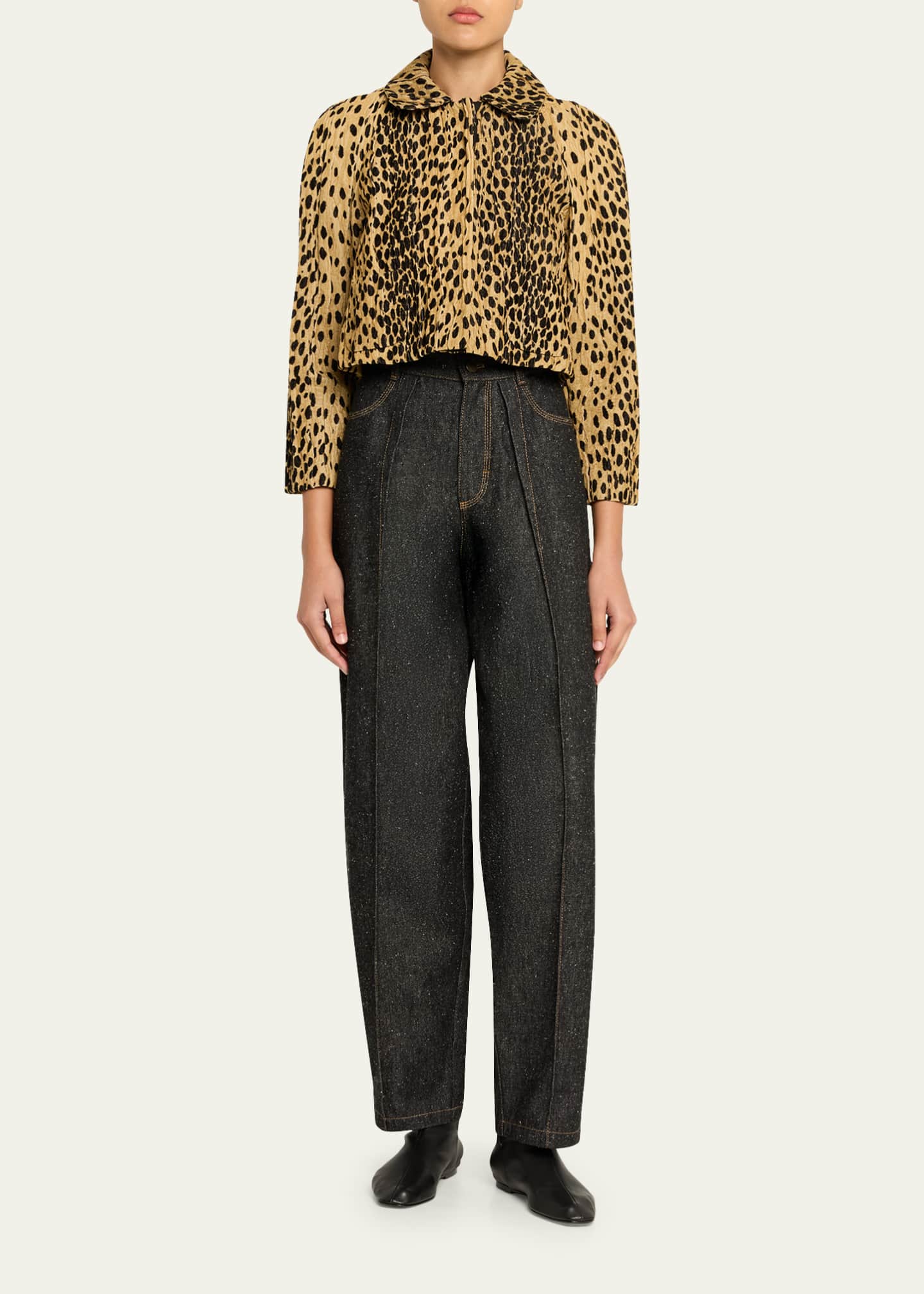 NACKIYE Pixie Cheetah-Print Velvet Crop Jacket - Bergdorf Goodman