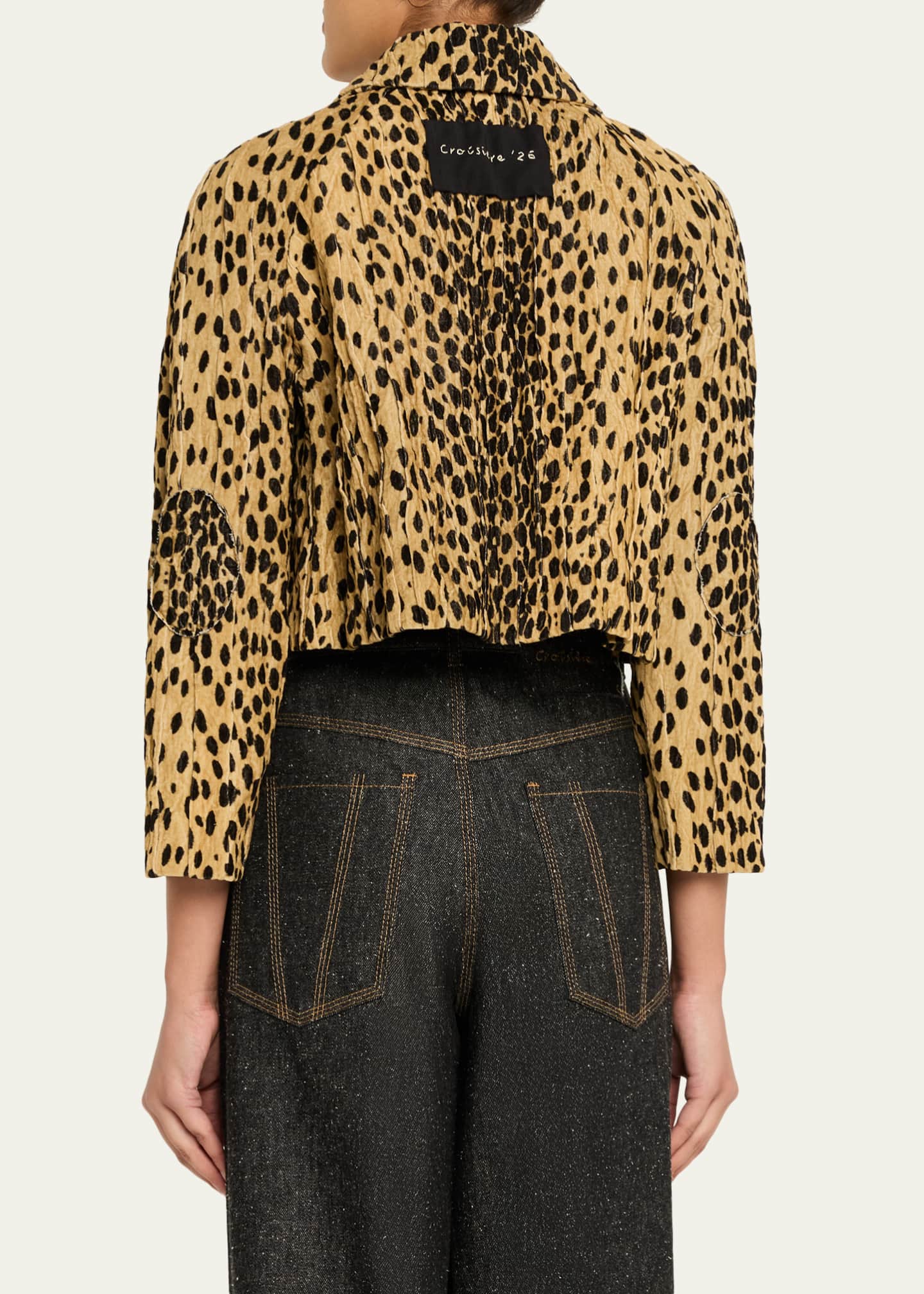 NACKIYE Pixie Cheetah-Print Velvet Crop Jacket - Bergdorf Goodman
