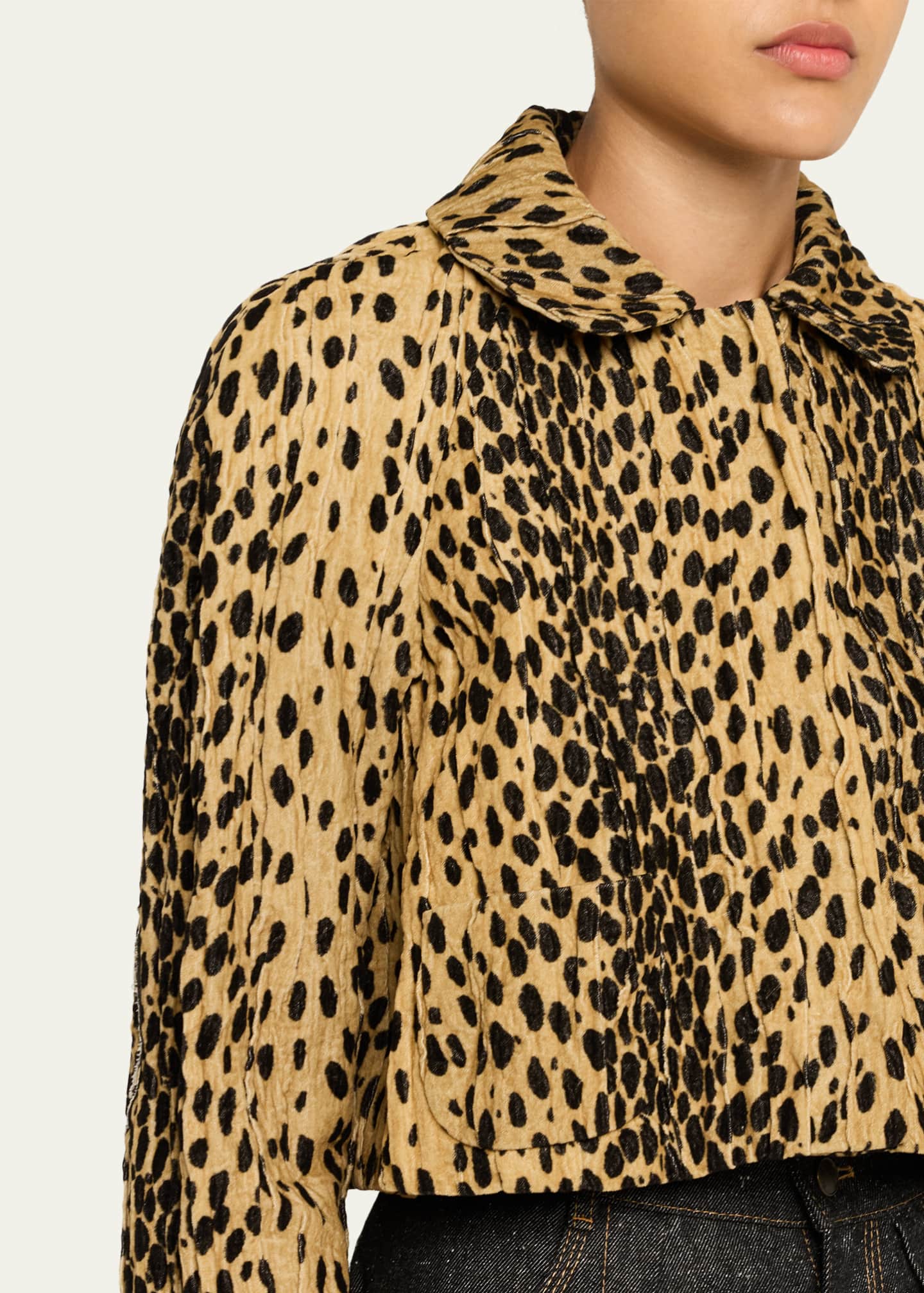 NACKIYE Pixie Cheetah-Print Velvet Crop Jacket - Bergdorf Goodman