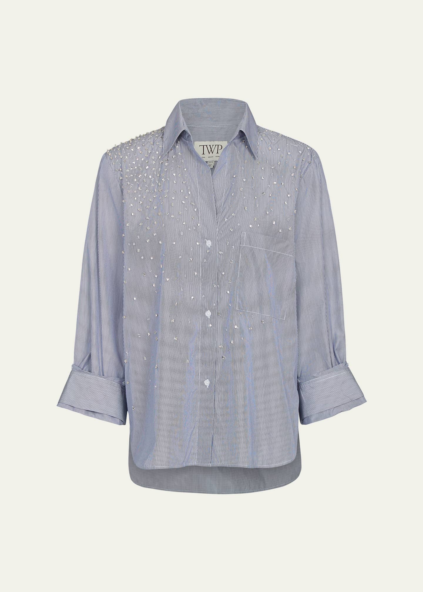 TWP Next Morning Shirt with Crystals in Baroness Stripe - Bergdorf Goodman