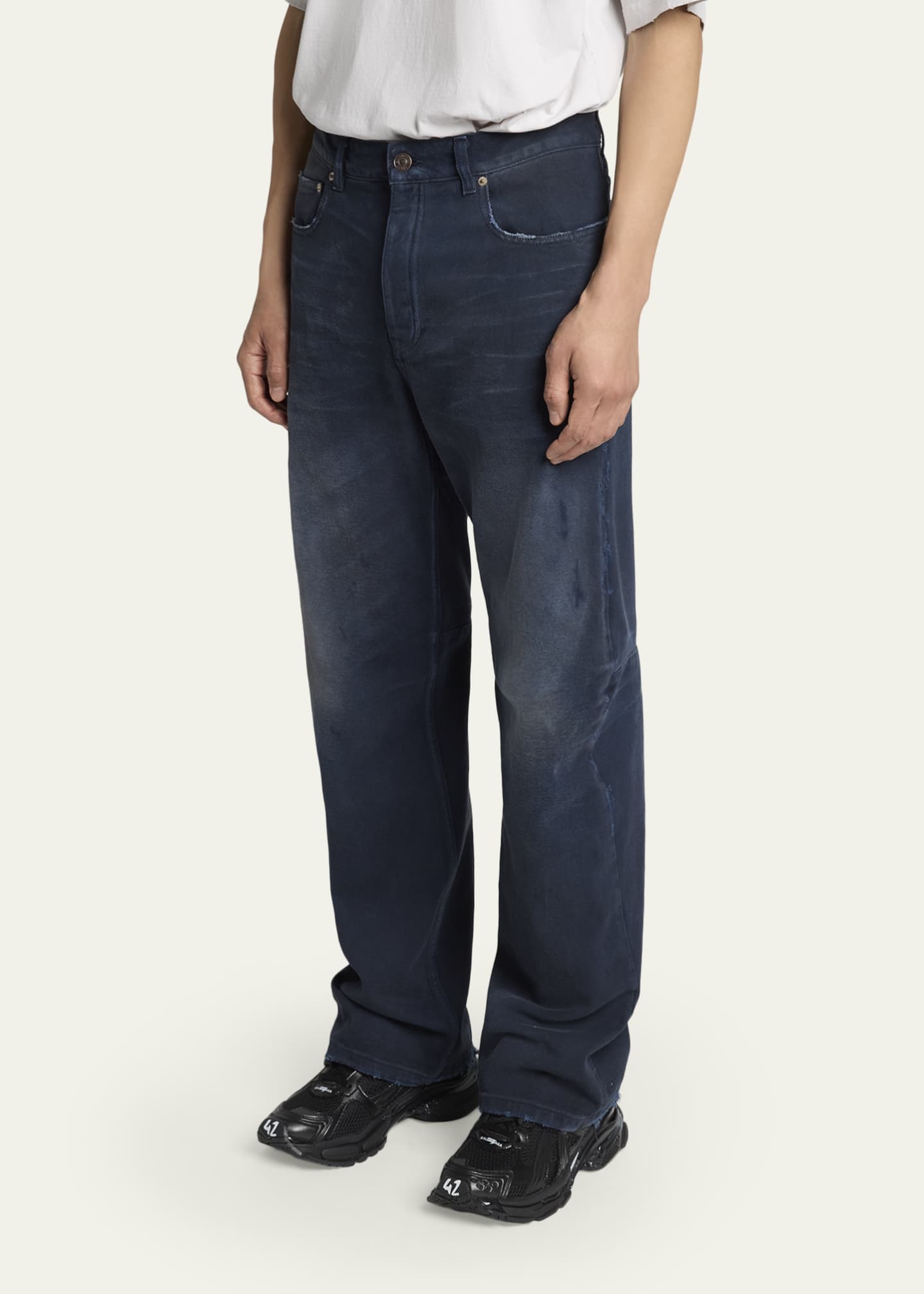 Balenciaga Men's Raw-Edge Denim Straight Leg Jeans - Bergdorf Goodman