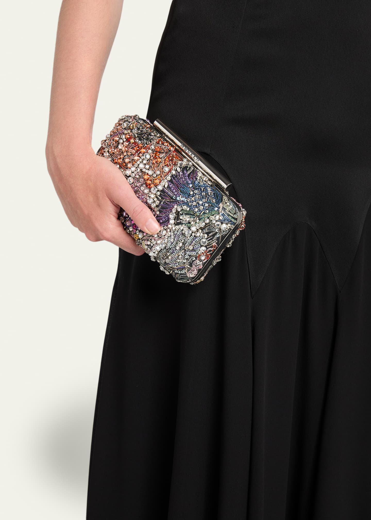 McQueen Bead & Crystal T-Bar Clutch Bag - Bergdorf Goodman
