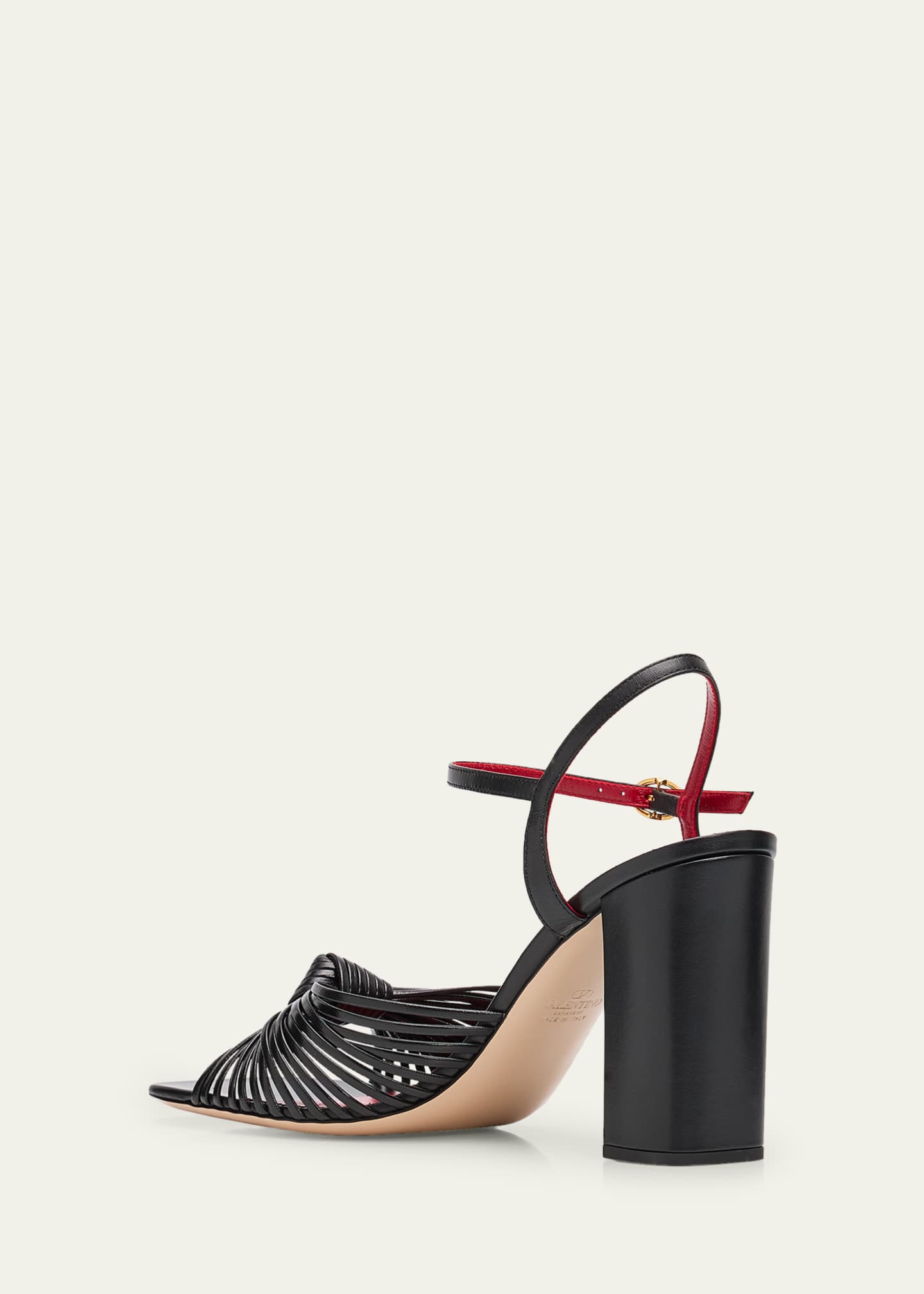 Valentino Garavani 90mm VLogo Anne Leather Block-Heel Sandals ...