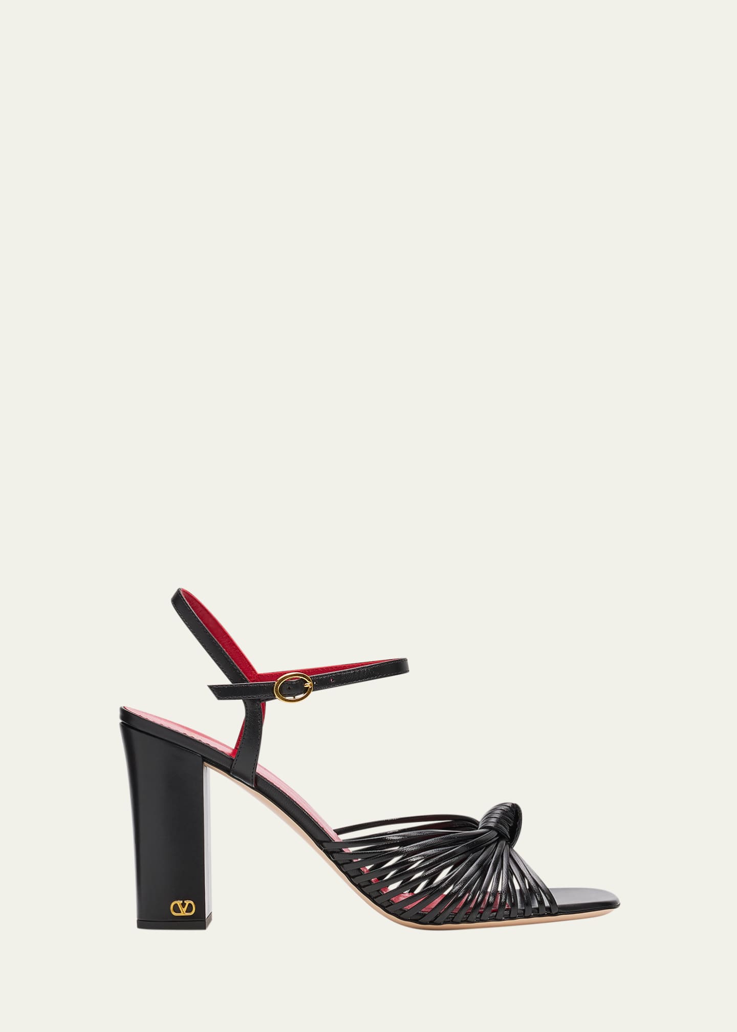 Valentino Garavani 90mm VLogo Anne Leather Block-Heel Sandals ...