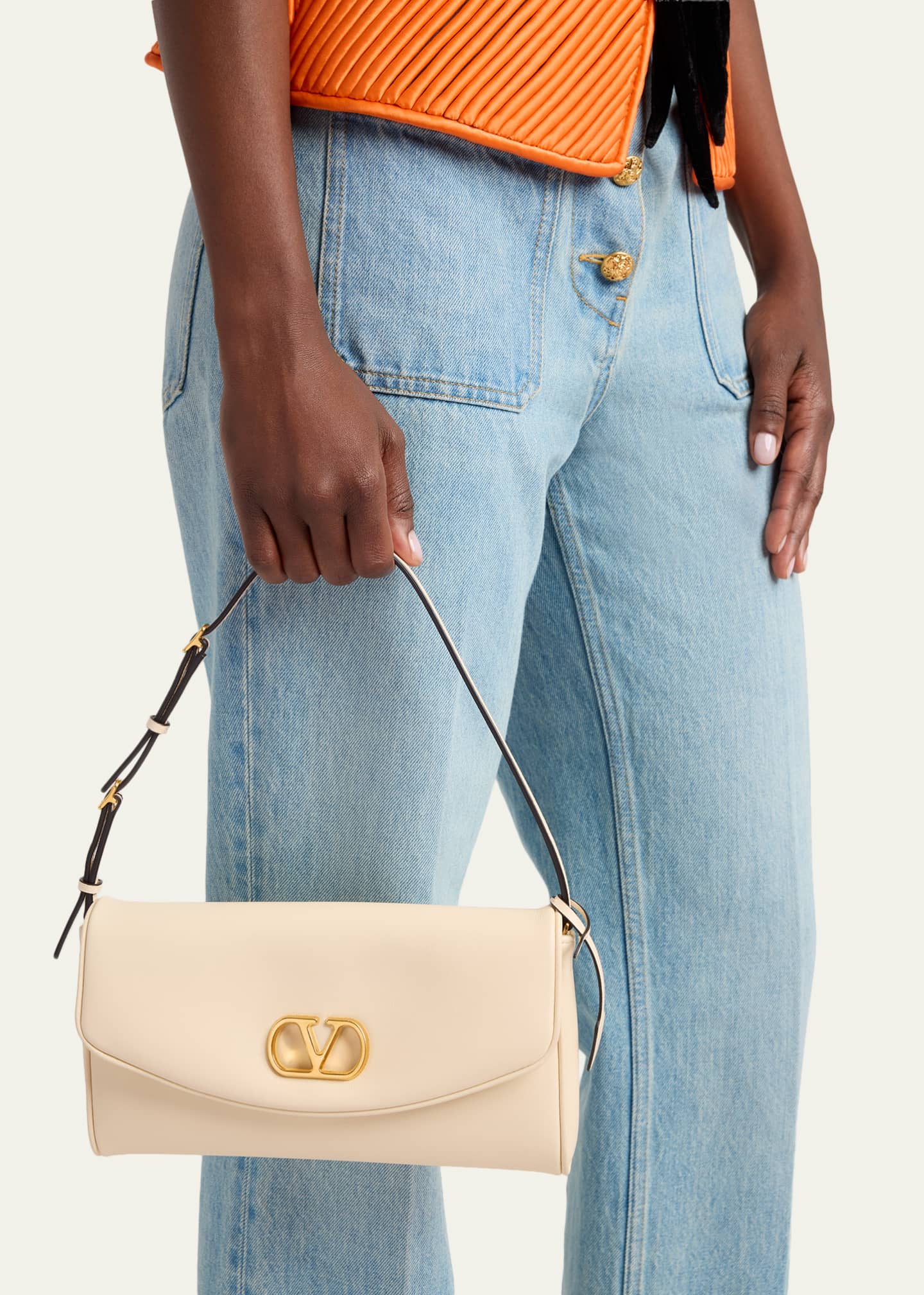 Valentino Garavani Small VLogo Leather Shoulder Bag - Bergdorf Goodman