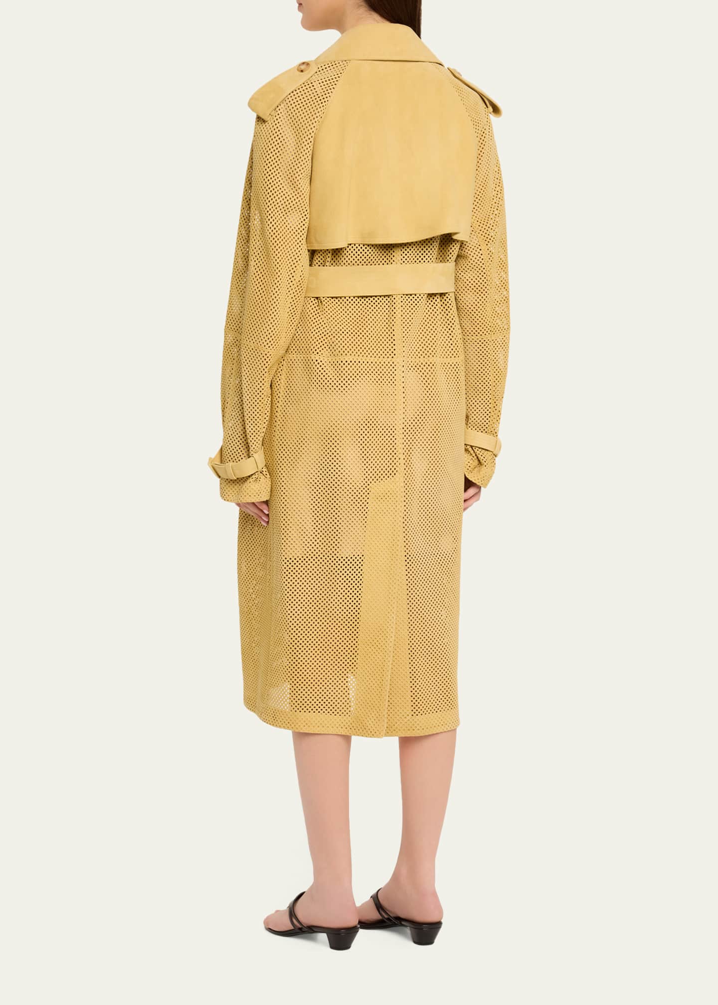 Michael Kors Collection Belted Perforated Suede Trench Coat - Bergdorf ...