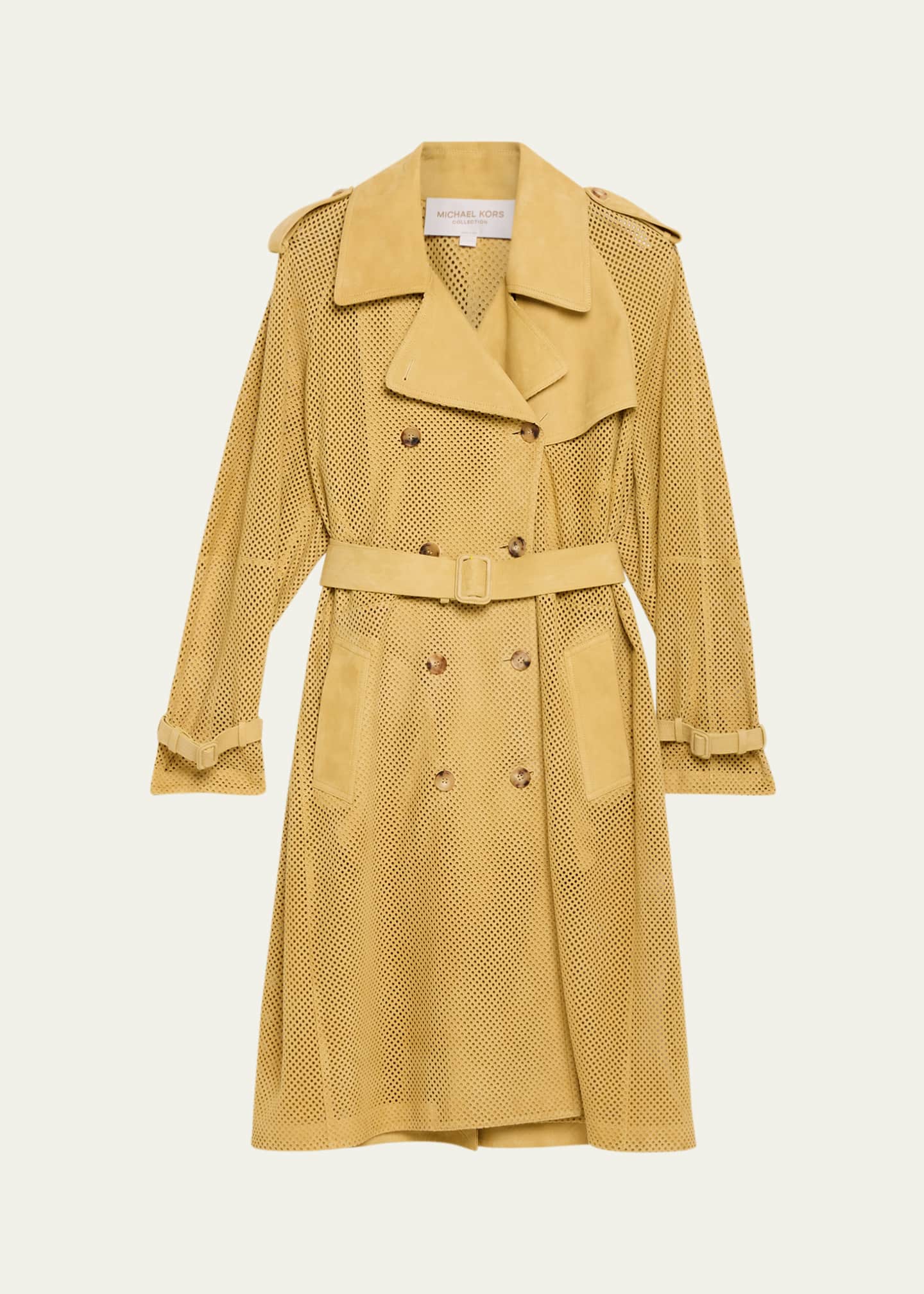 Michael Kors Collection Belted Perforated Suede Trench Coat - Bergdorf ...