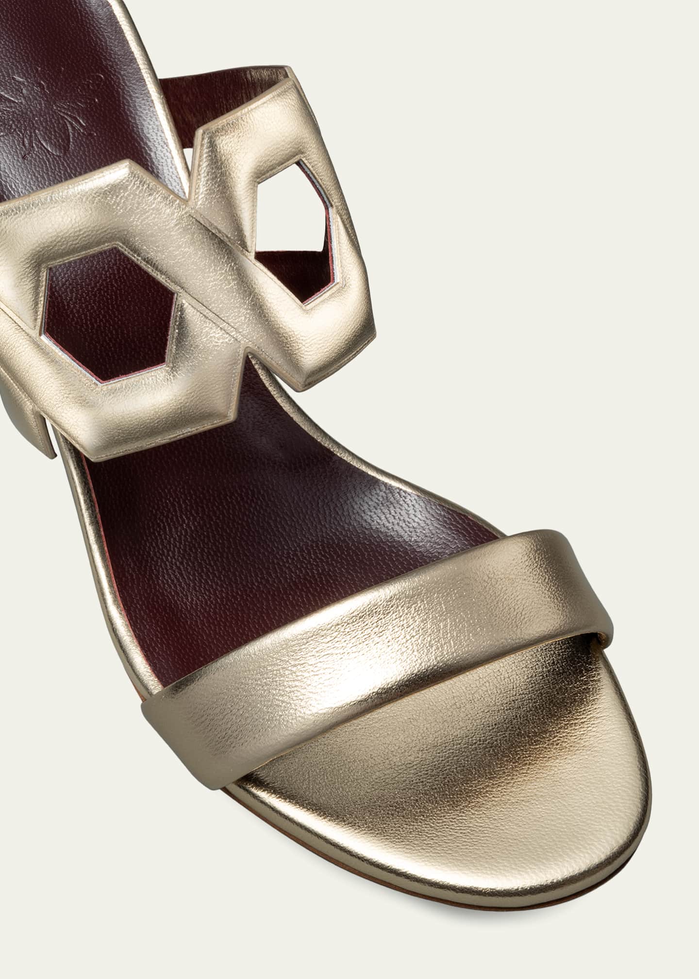 Bougeotte 55mm Metallic Link Block-Heel Sandals - Bergdorf Goodman