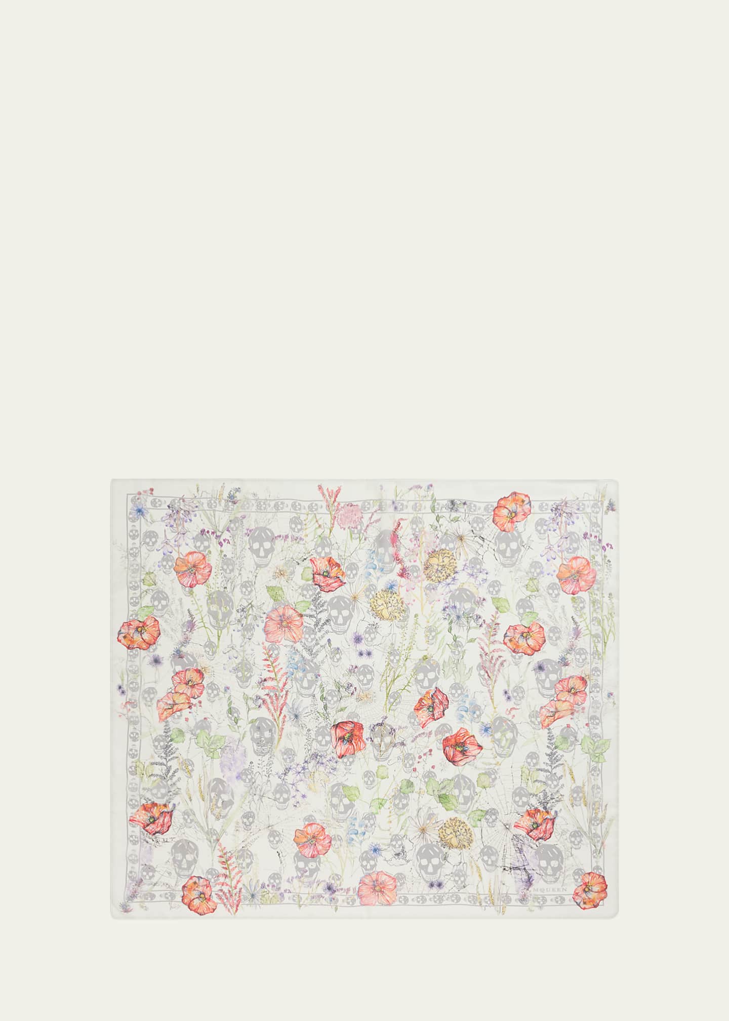 McQueen Skull & Spider Floral Silk Scarf - Bergdorf Goodman