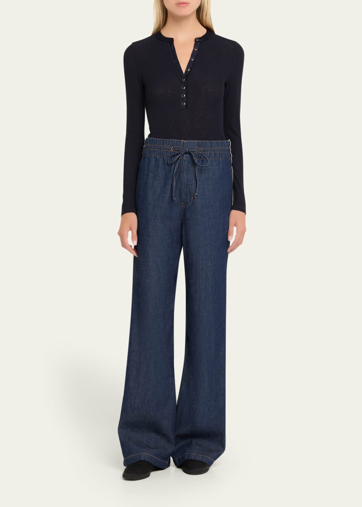 Veronica Beard Taylor Wide-Leg Track Jeans - Bergdorf Goodman