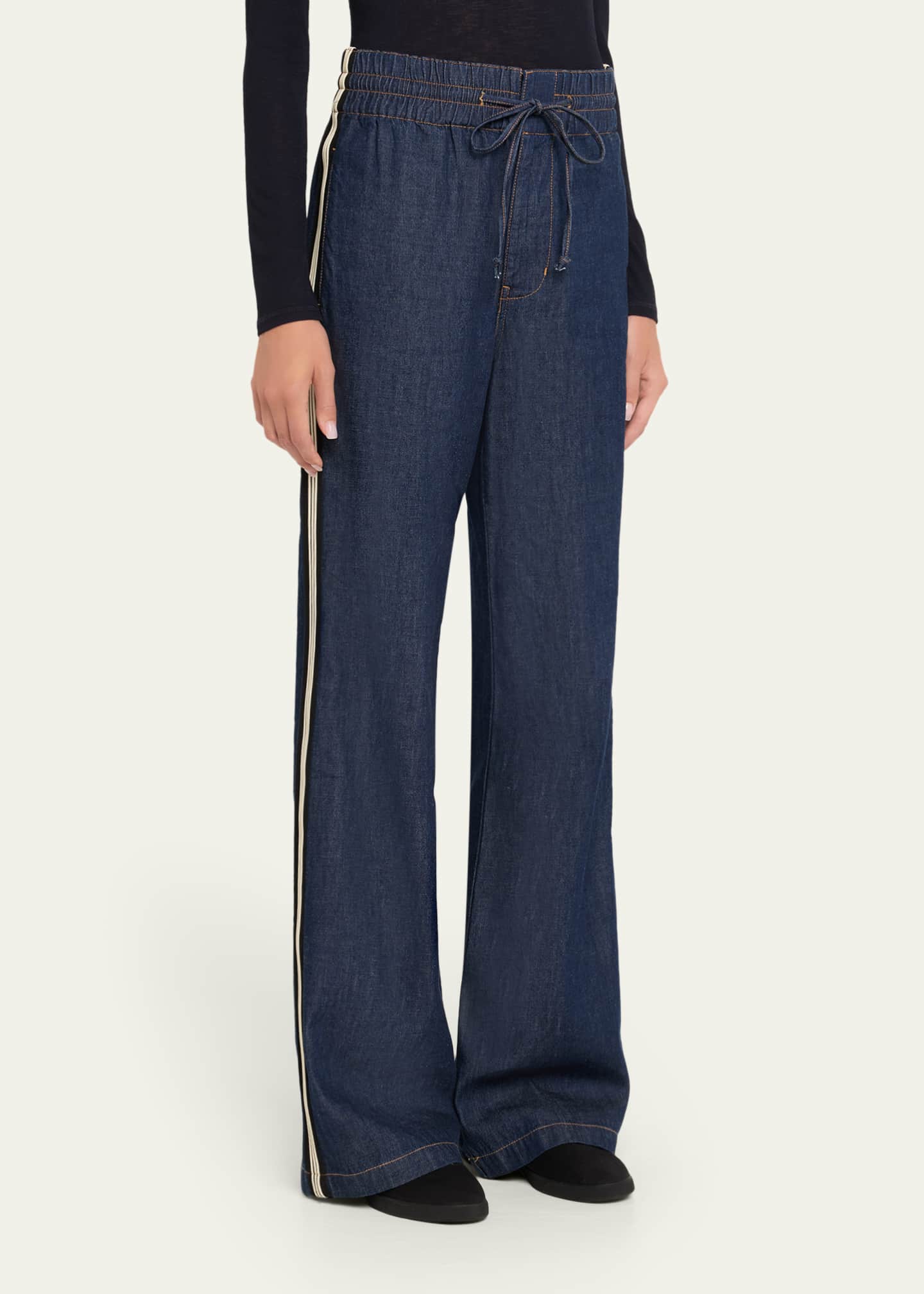 Veronica Beard Taylor Wide-Leg Track Jeans - Bergdorf Goodman