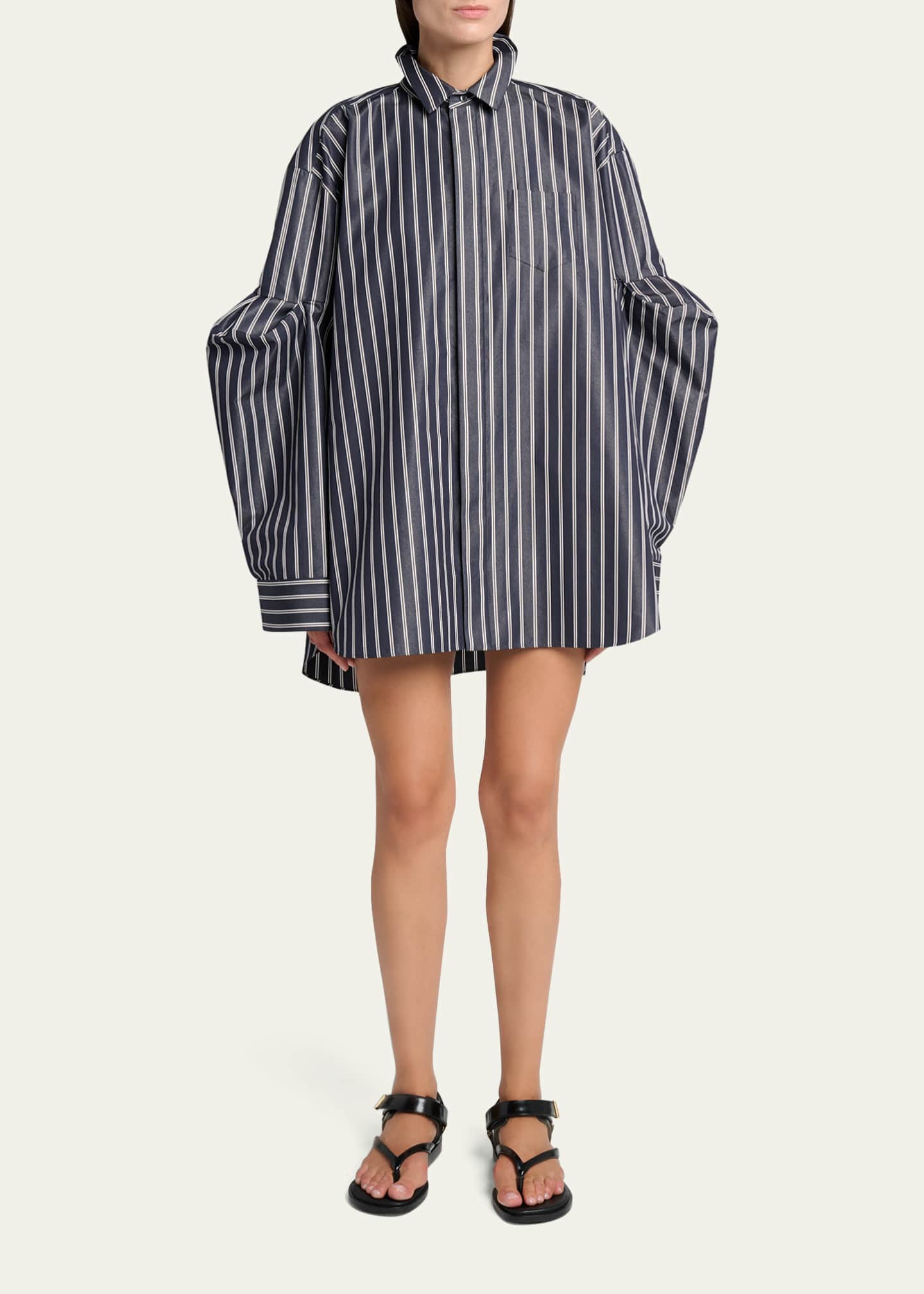 SACAI Striped Poplin Oversized Button-Down Shirt - Bergdorf Goodman