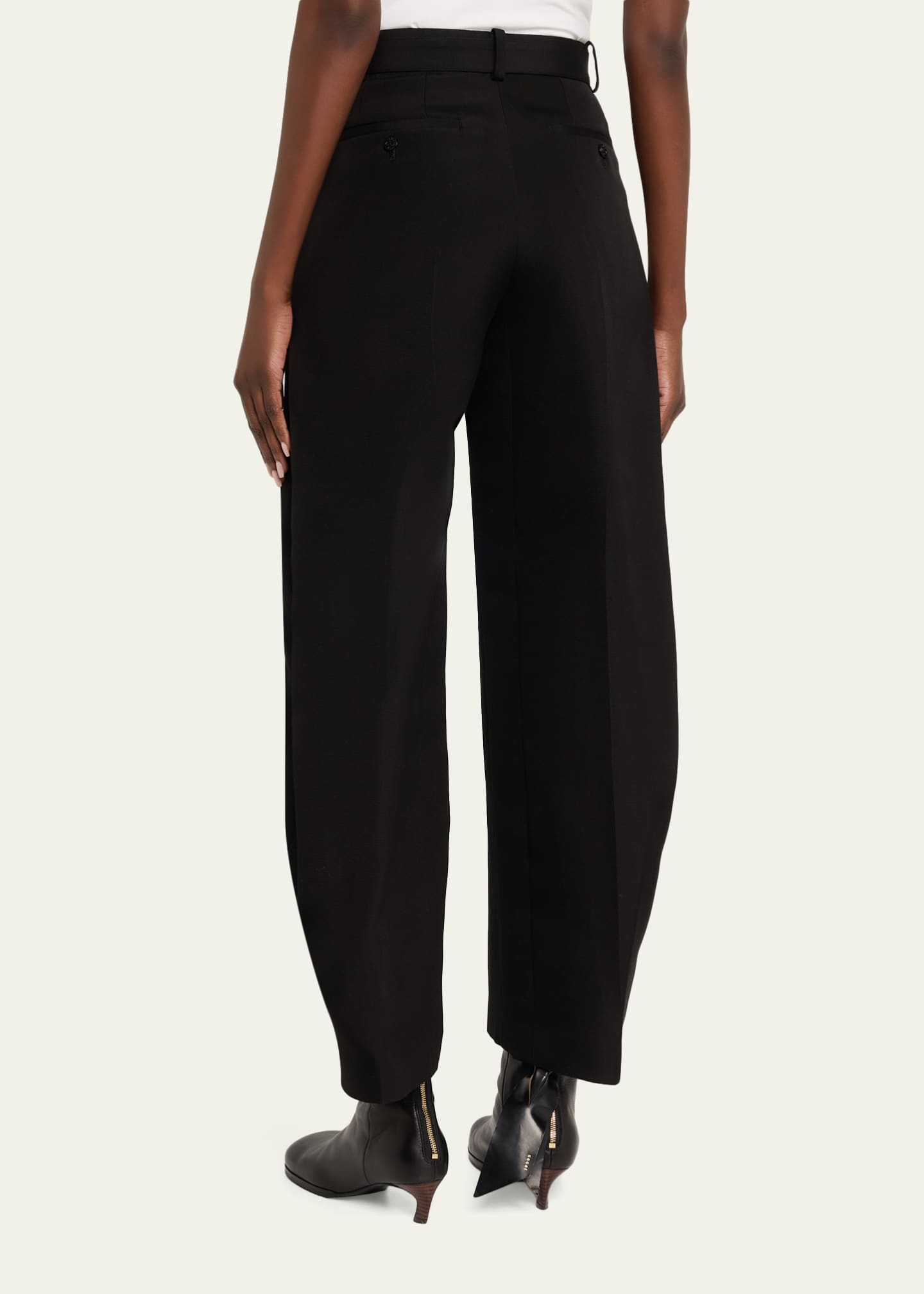 SACAI Double-Faced Silk-Cotton Barrel-Leg Ankle Pants - Bergdorf Goodman