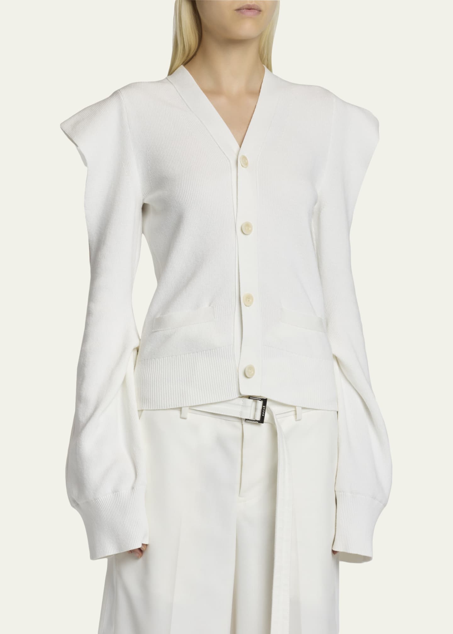 SACAI Cold-Shoulder V-Neck Cardigan - Bergdorf Goodman