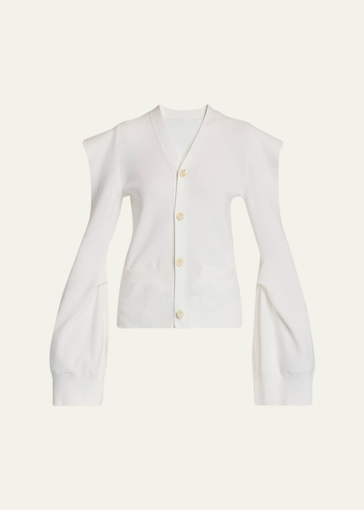 SACAI Cold-Shoulder V-Neck Cardigan - Bergdorf Goodman