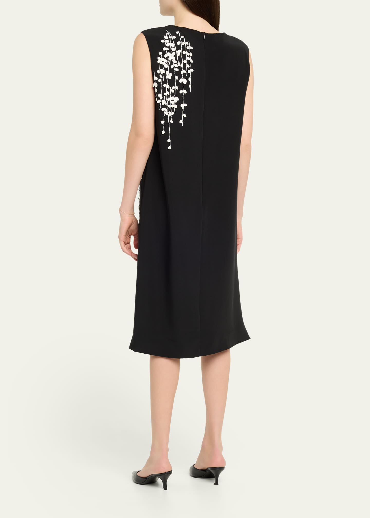 Kiton Beaded Silk V-Neck Midi Dress - Bergdorf Goodman