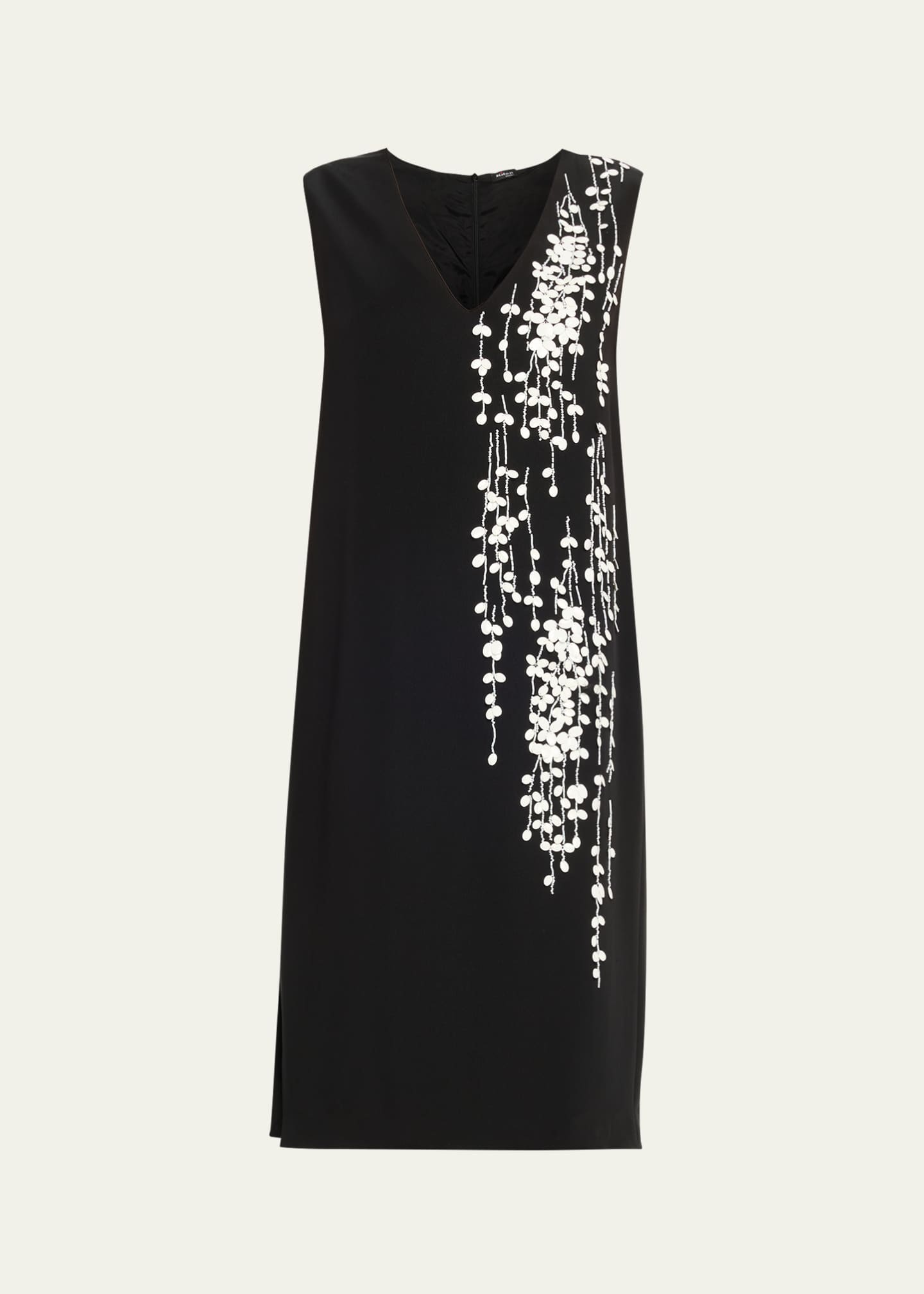 Kiton Beaded Silk V-Neck Midi Dress - Bergdorf Goodman