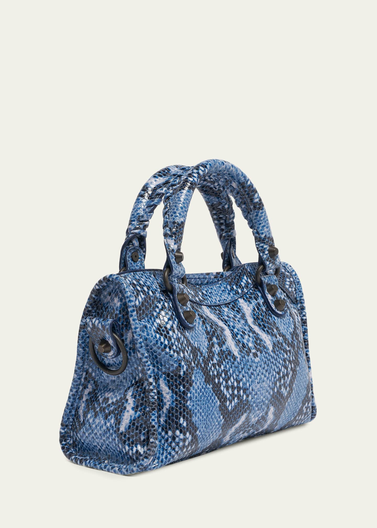 Balenciaga Le City Mini Python-Embossed Leather Top-Handle Bag ...