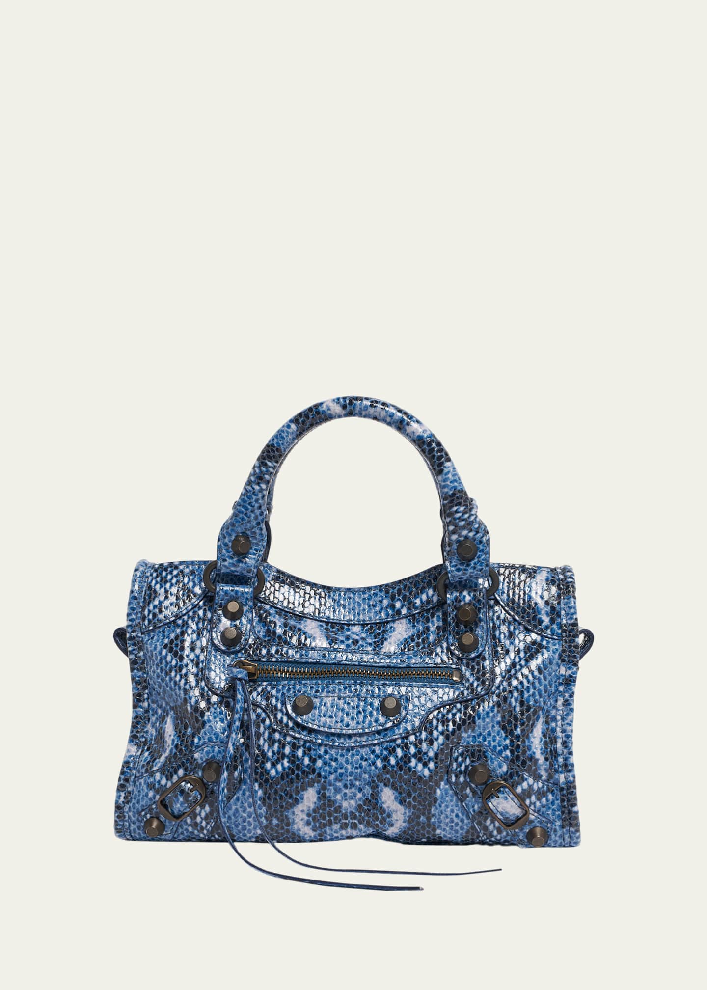Balenciaga Le City Mini Python-Embossed Leather Top-Handle Bag ...
