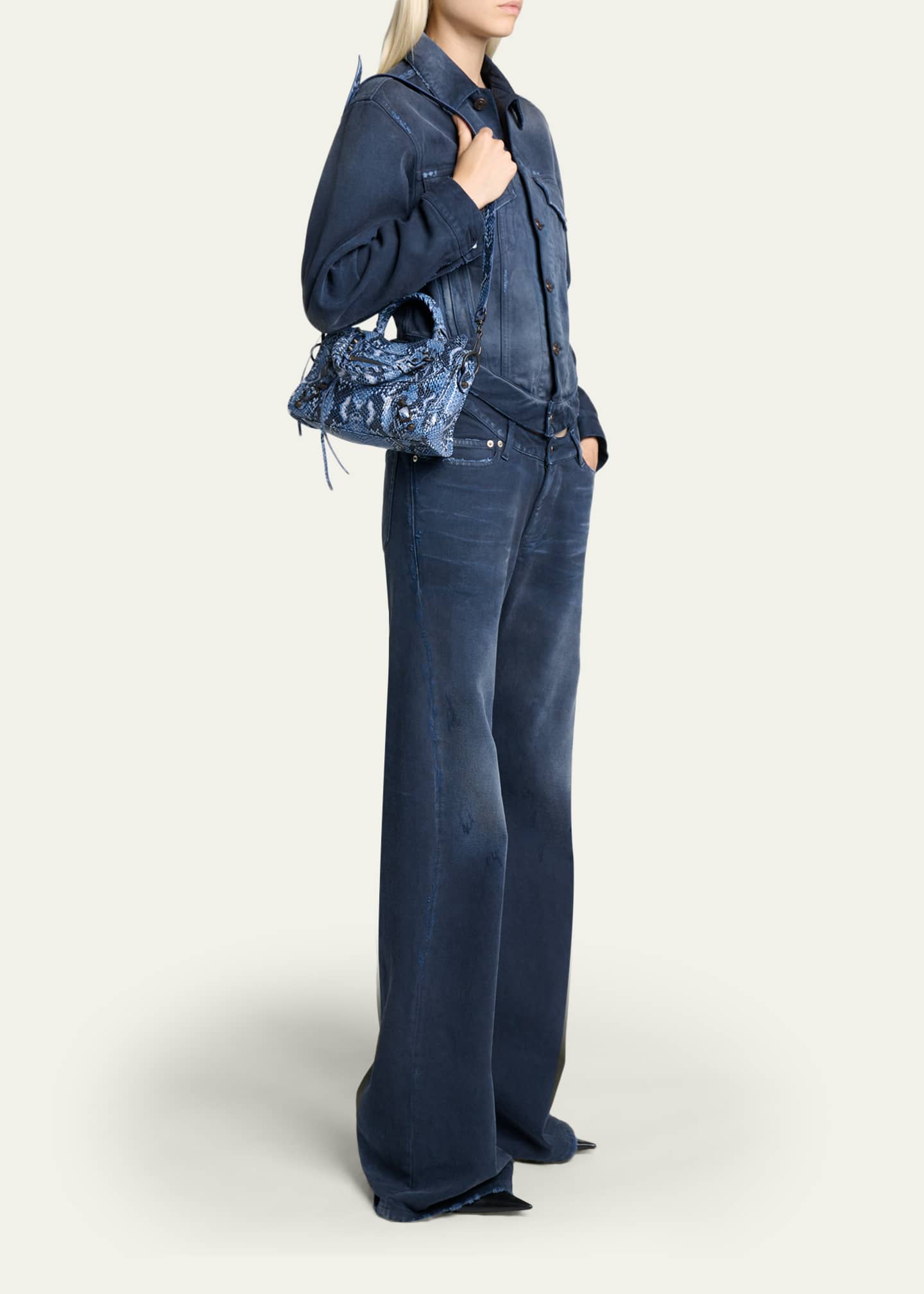 Balenciaga Le City Mini Python-Embossed Leather Top-Handle Bag ...