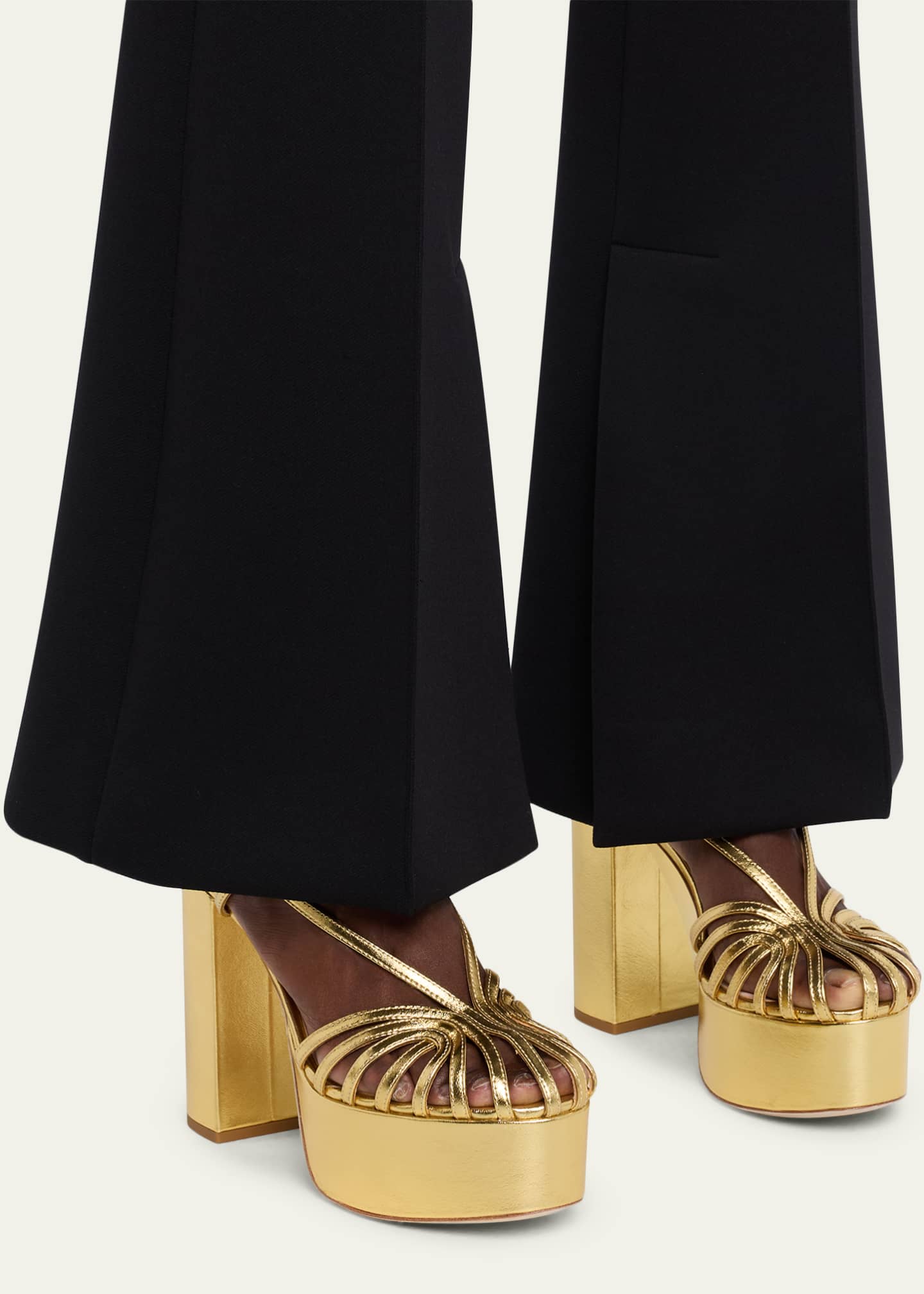 Loeffler Randall 120mm Isabella Lattice Metallic Leather Platform ...