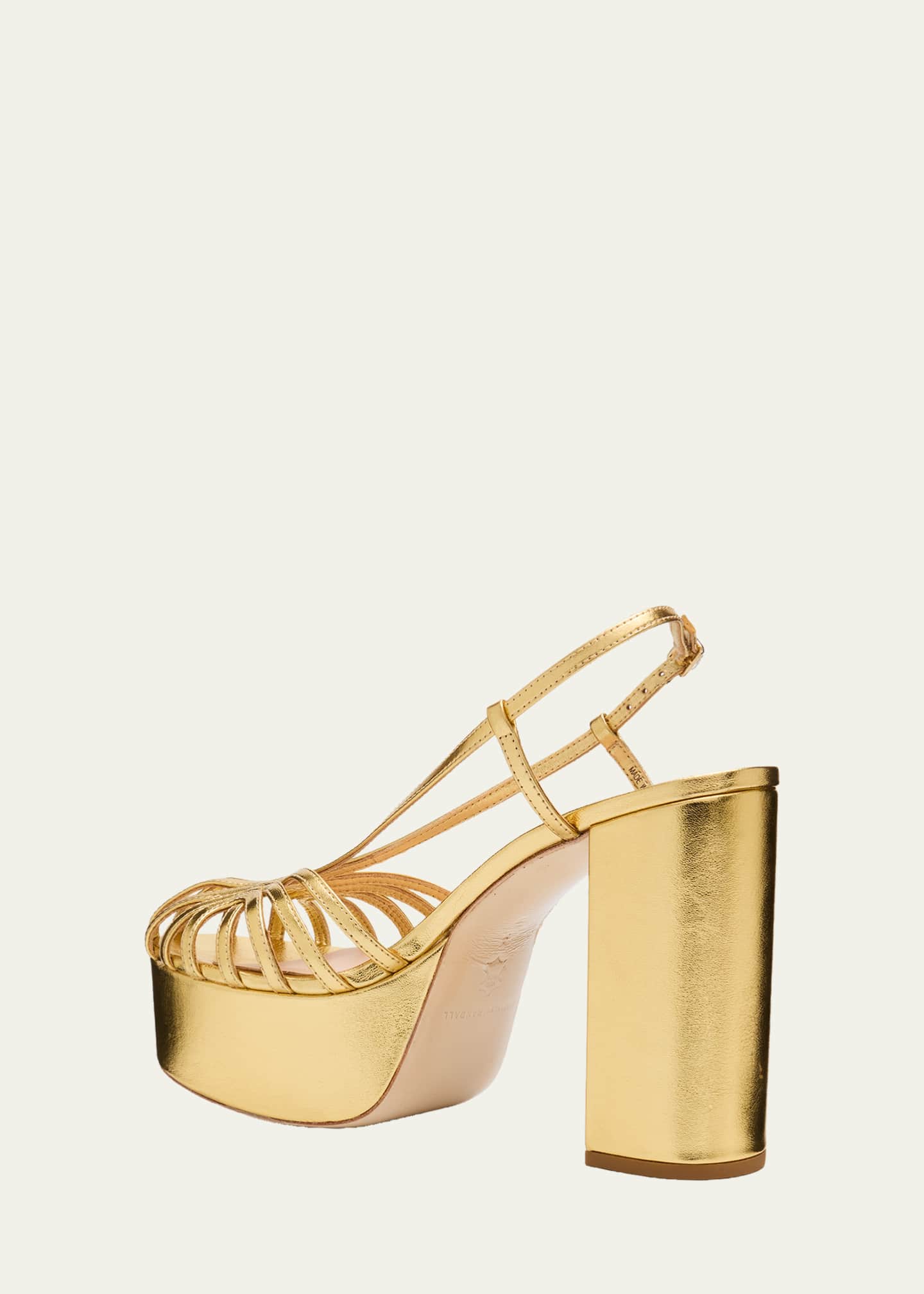 Loeffler Randall 120mm Isabella Lattice Metallic Leather Platform ...