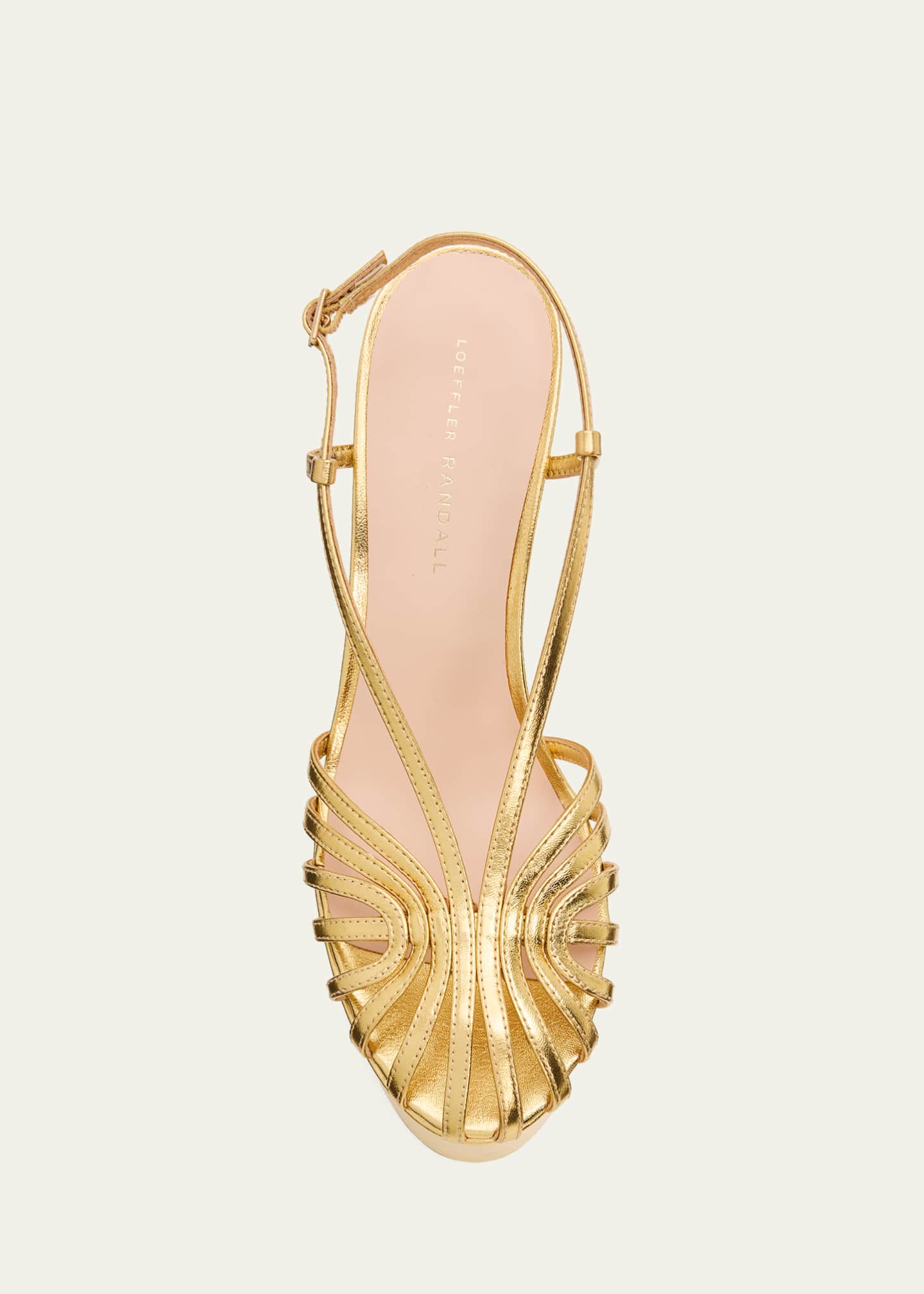 Loeffler Randall 120mm Isabella Lattice Metallic Leather Platform ...