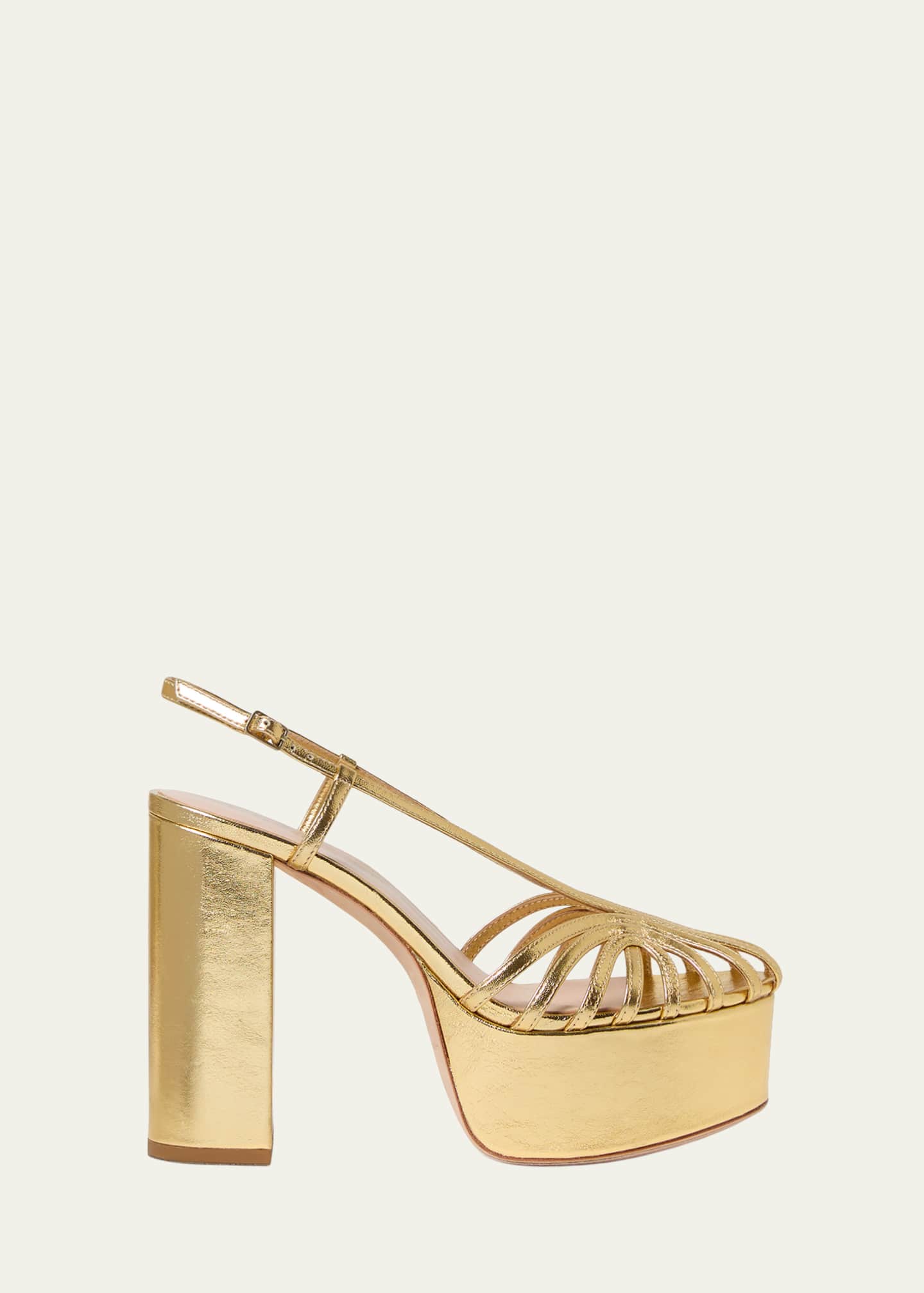 Loeffler Randall 120mm Isabella Lattice Metallic Leather Platform ...