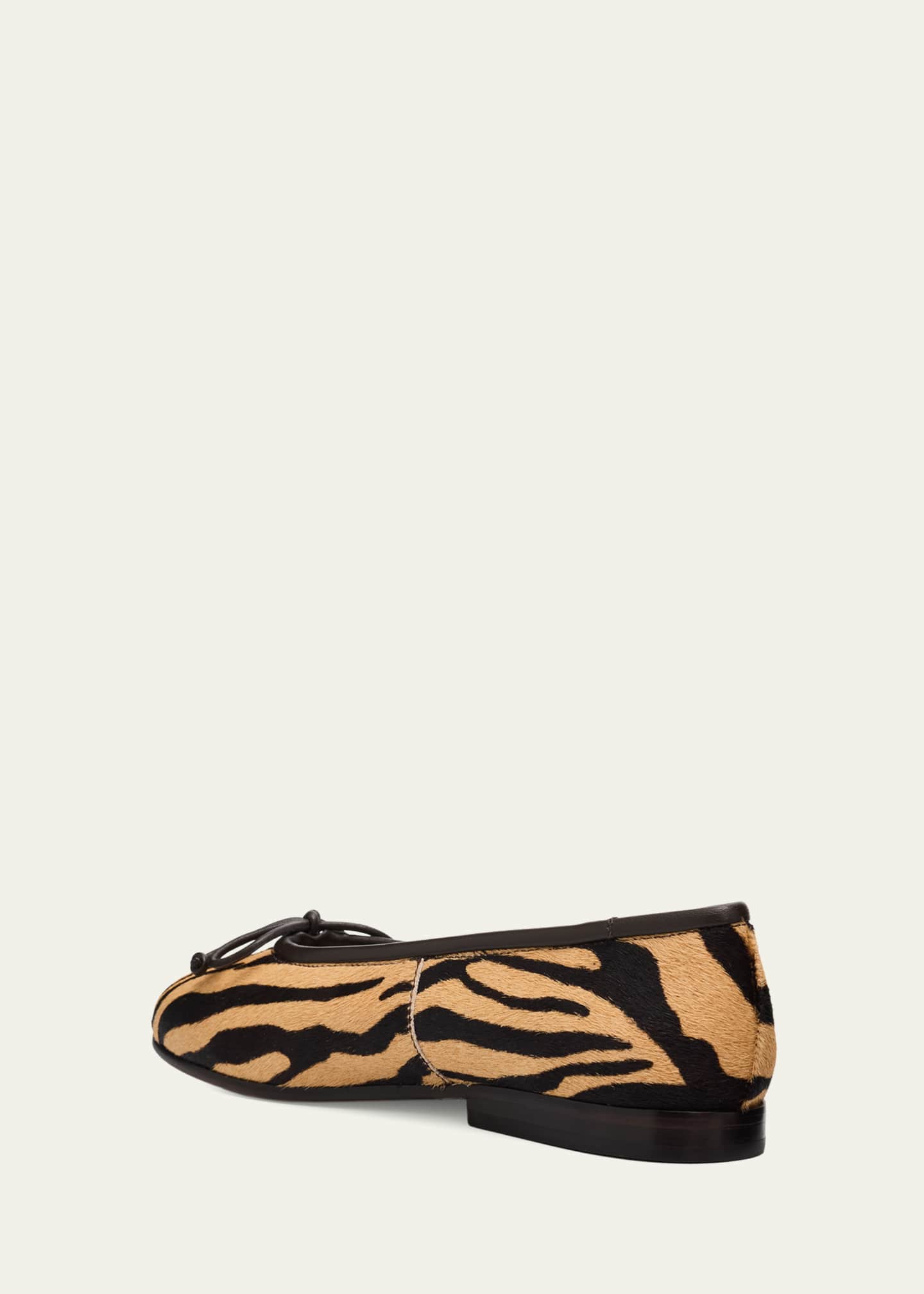 Loeffler Randall Noelle Zebra-Printed Calf Hair Ballerina Flats ...