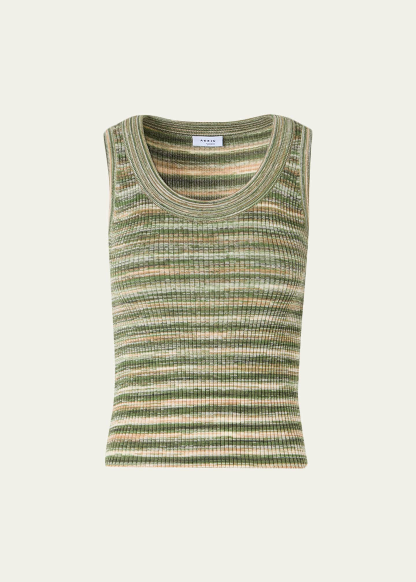 Akris punto Scoop-Neck Space Dye Merino Wool Rib Tank Top - Bergdorf ...
