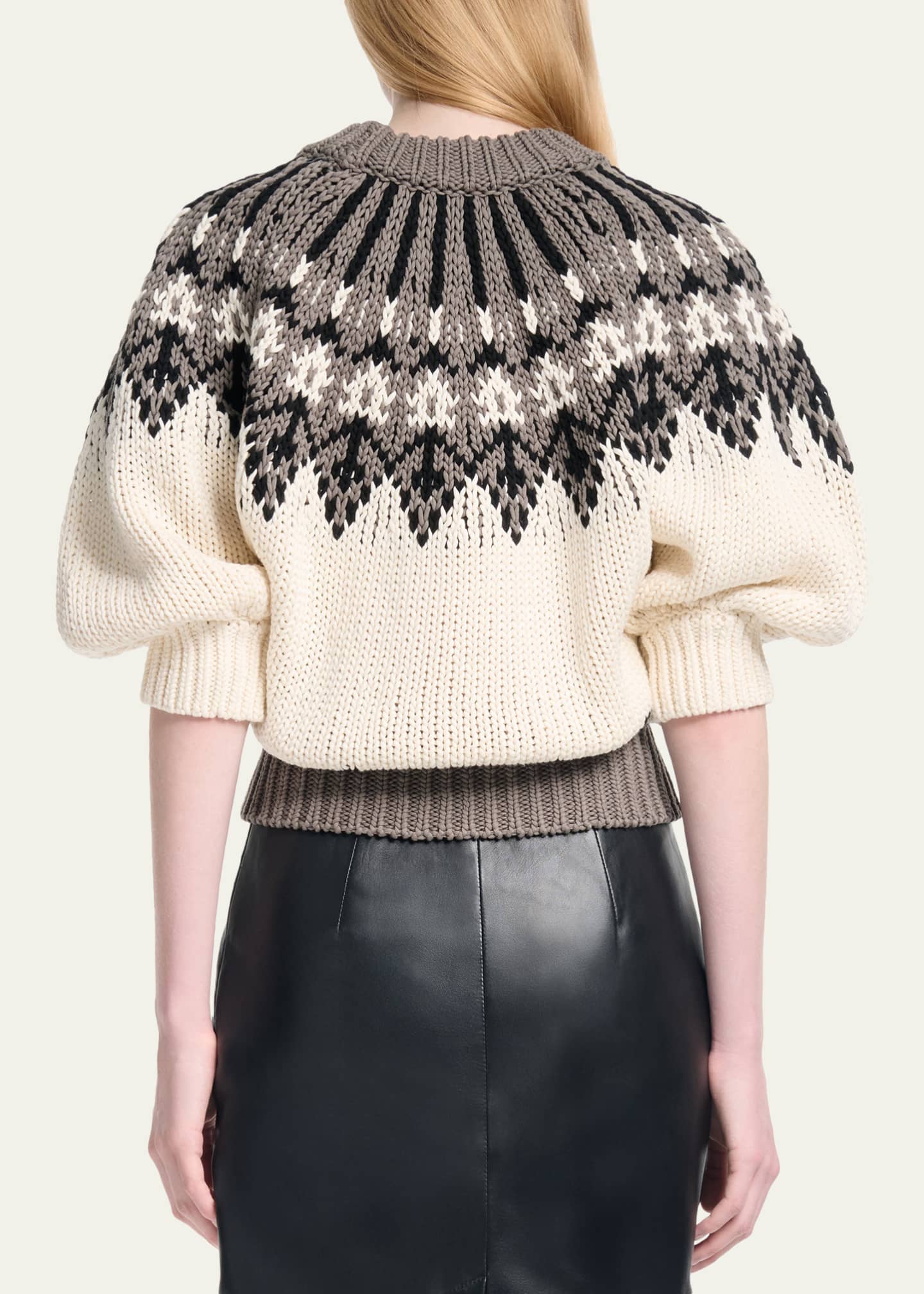 Altuzarra Marty Fair Isle Short Puff-Sleeve Sweater - Bergdorf Goodman