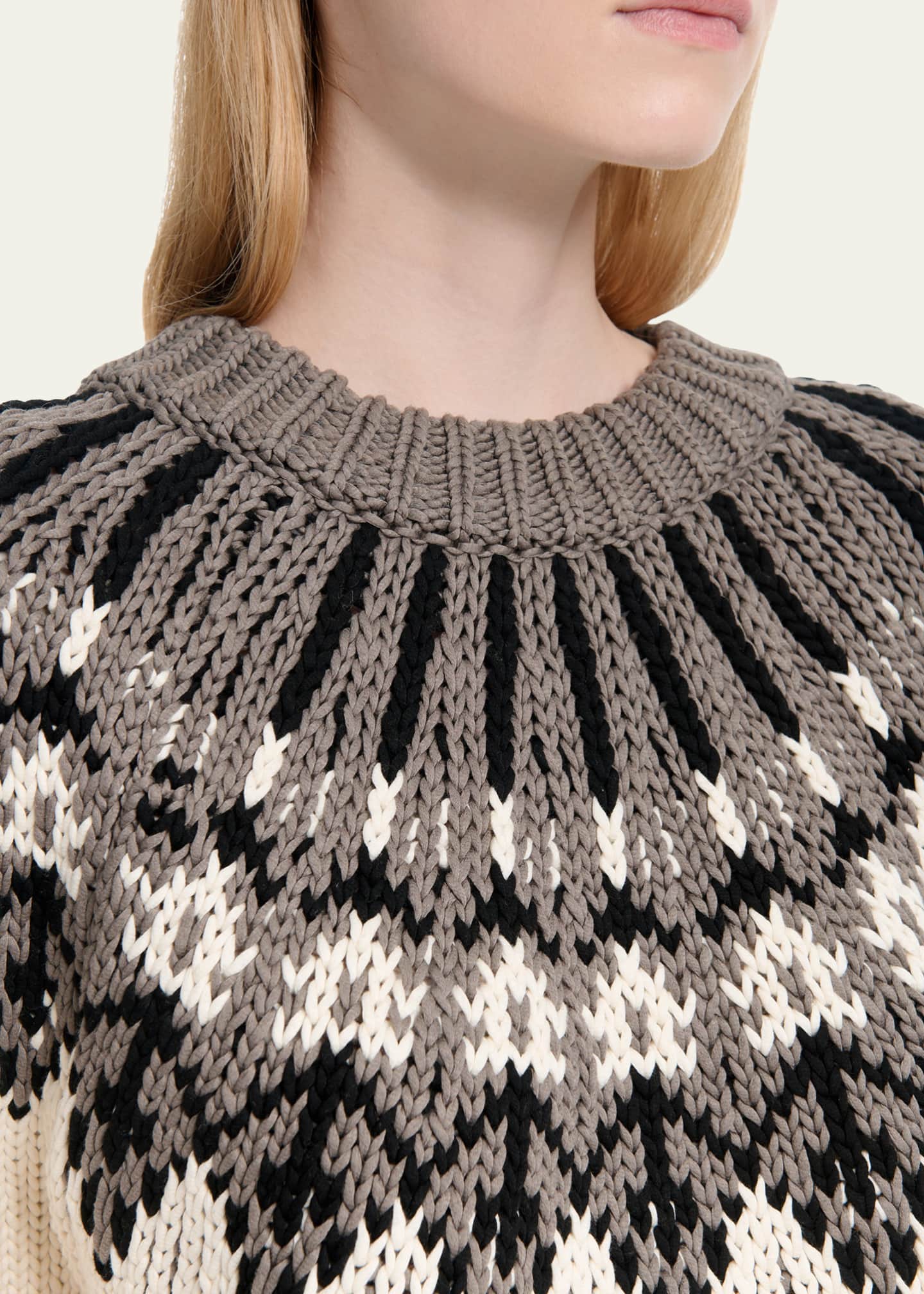 Altuzarra Marty Fair Isle Short Puff-Sleeve Sweater - Bergdorf Goodman