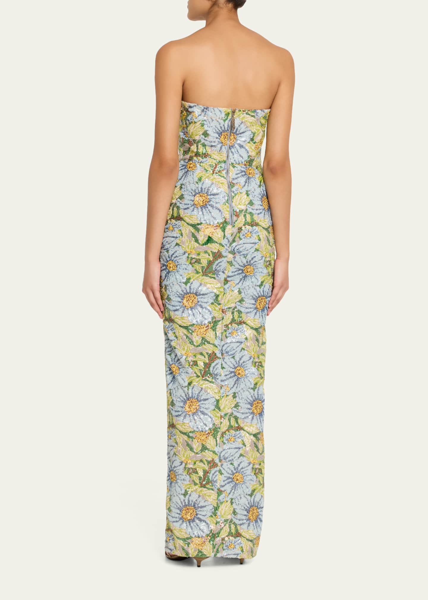 Bronx Banco Veronica Strapless Floral Sequin Column Gown - Bergdorf Goodman