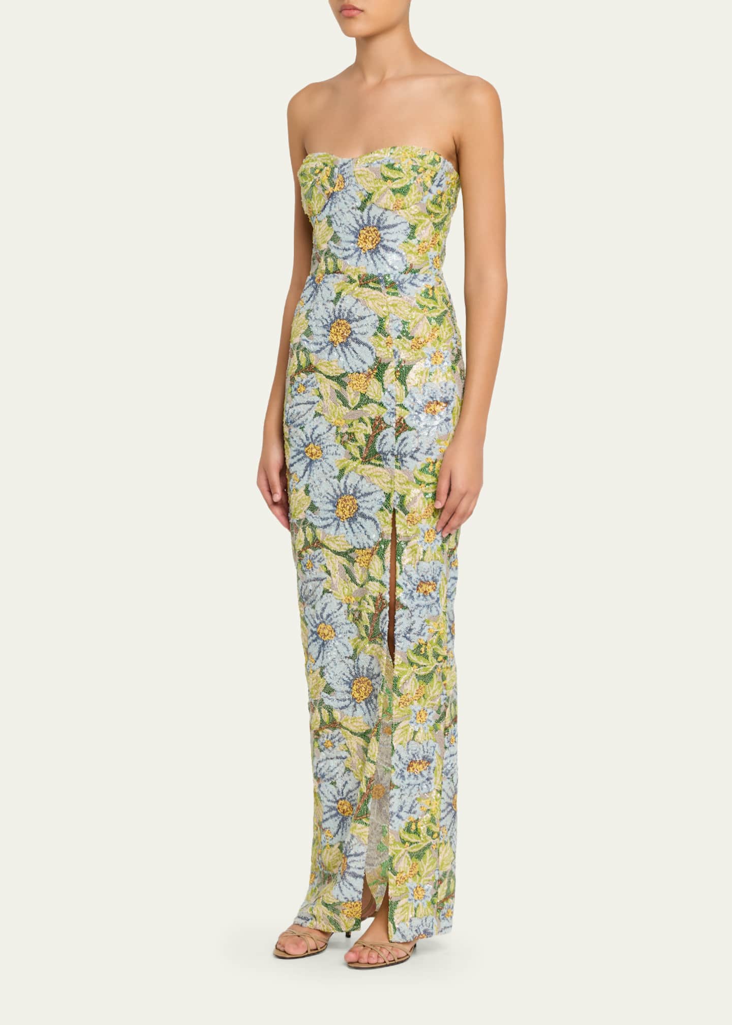 Bronx Banco Veronica Strapless Floral Sequin Column Gown - Bergdorf Goodman