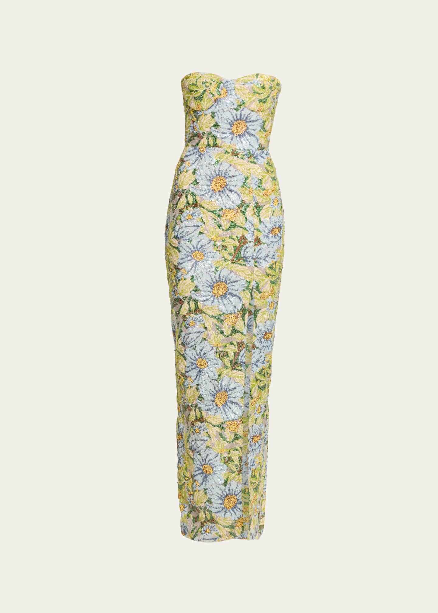 Bronx Banco Veronica Strapless Floral Sequin Column Gown - Bergdorf Goodman