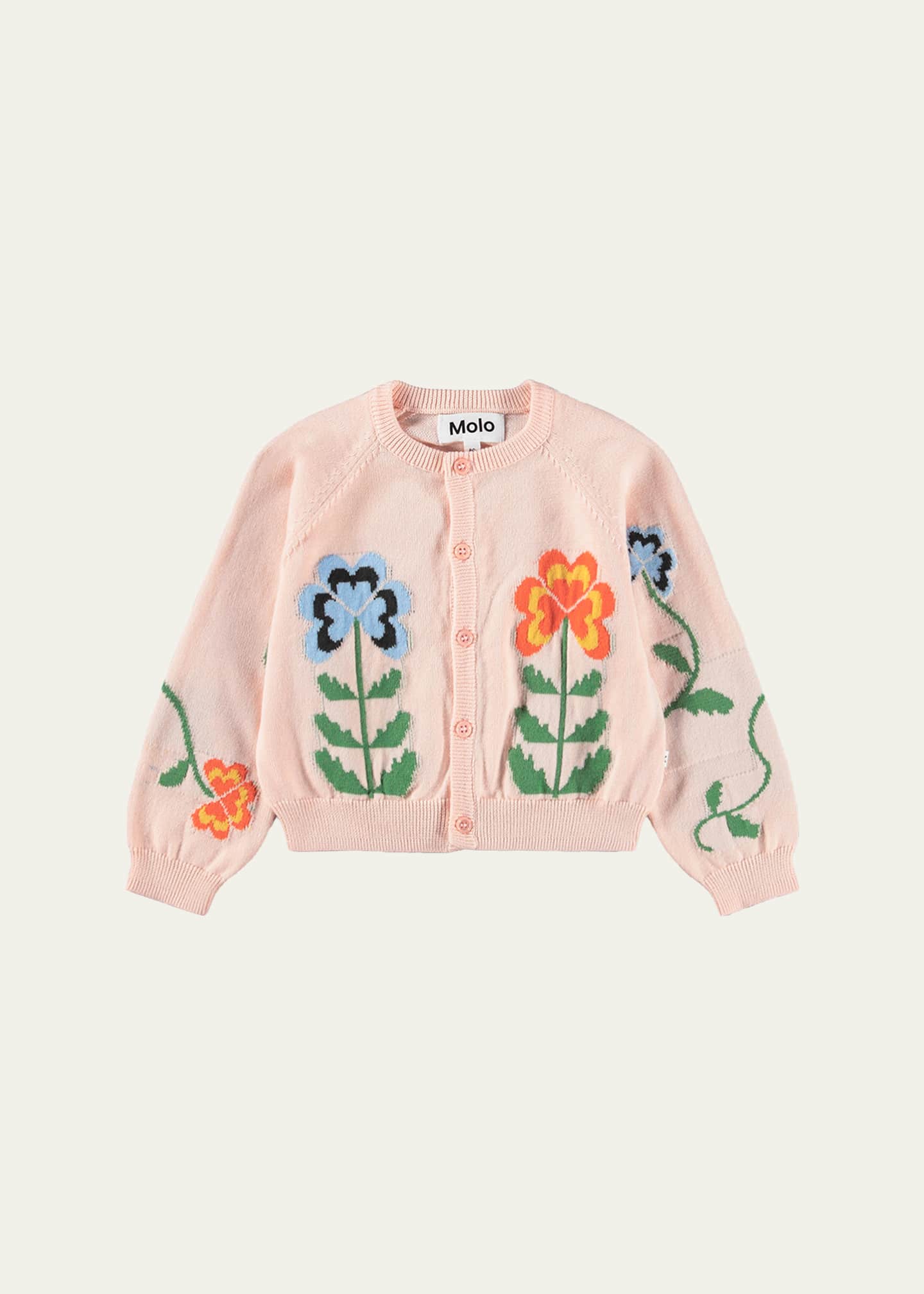 Molo Girl's Gertrude Floral Intarsia-Knit Cardigan, Size 6M-2 ...