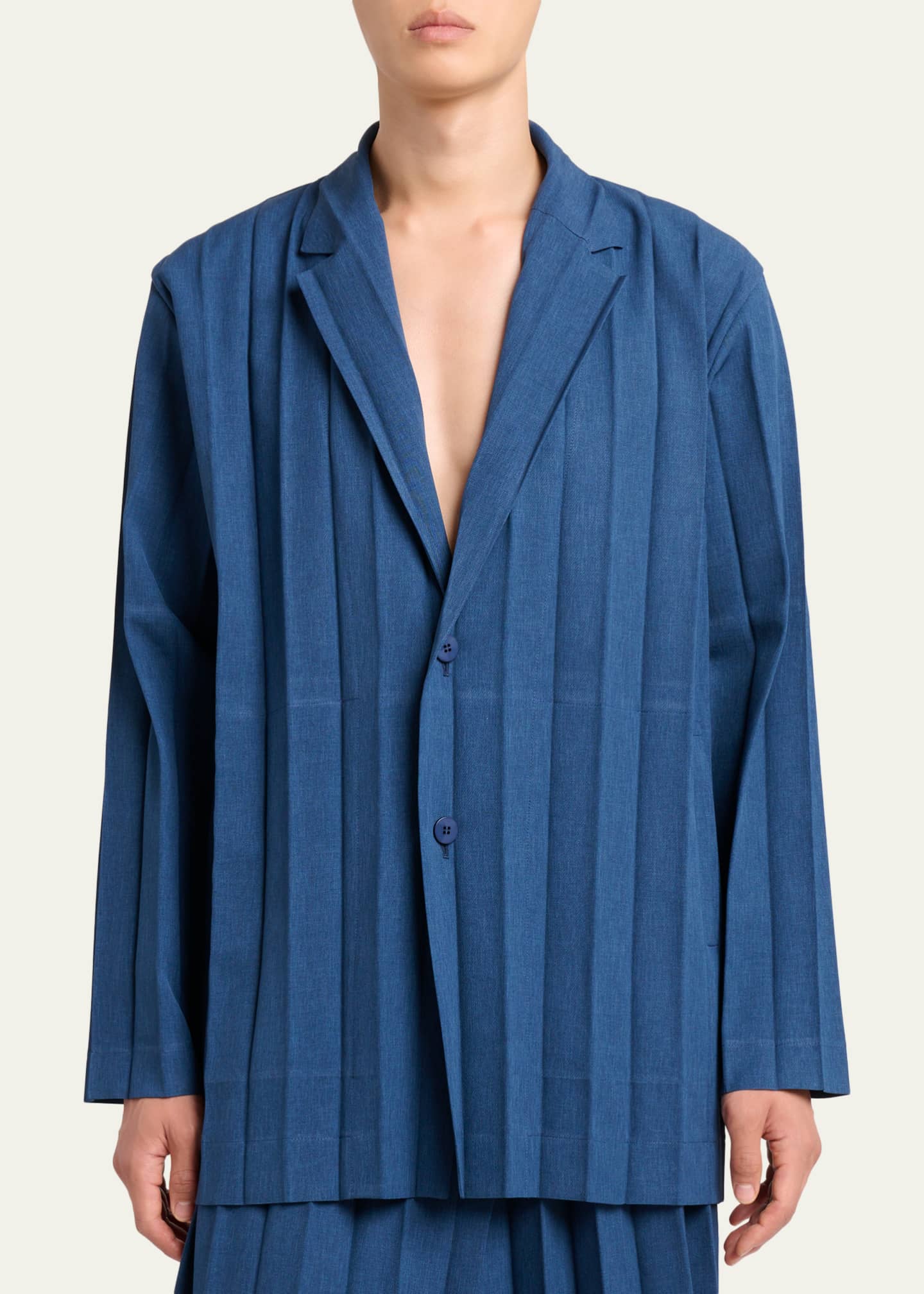 Homme Plisse Issey Miyake Men's Edge Ensemble Single-Breasted Pleated ...