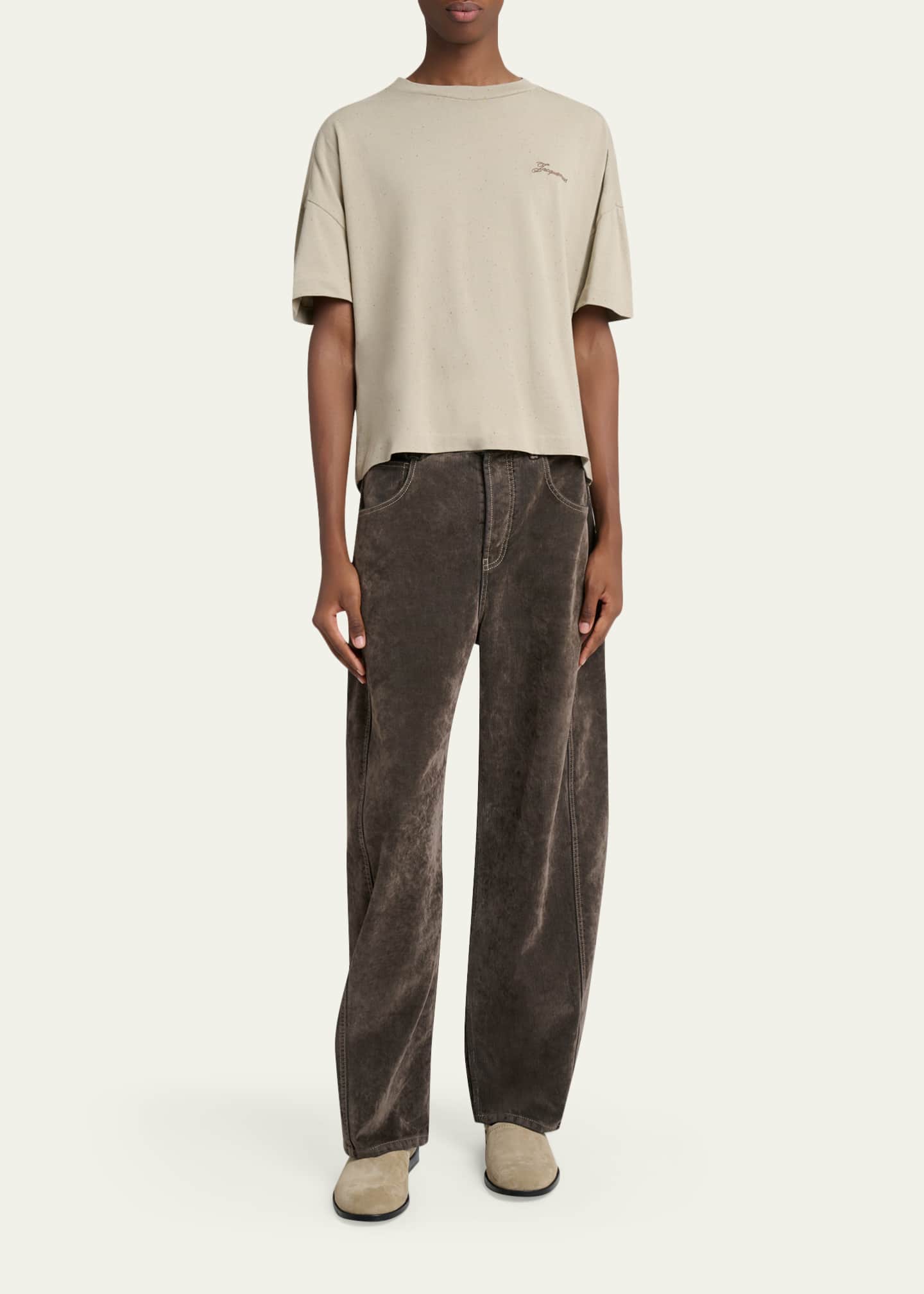 Jacquemus Men's Speckled Cotton-Blend Embroidered Logo T-Shirt ...