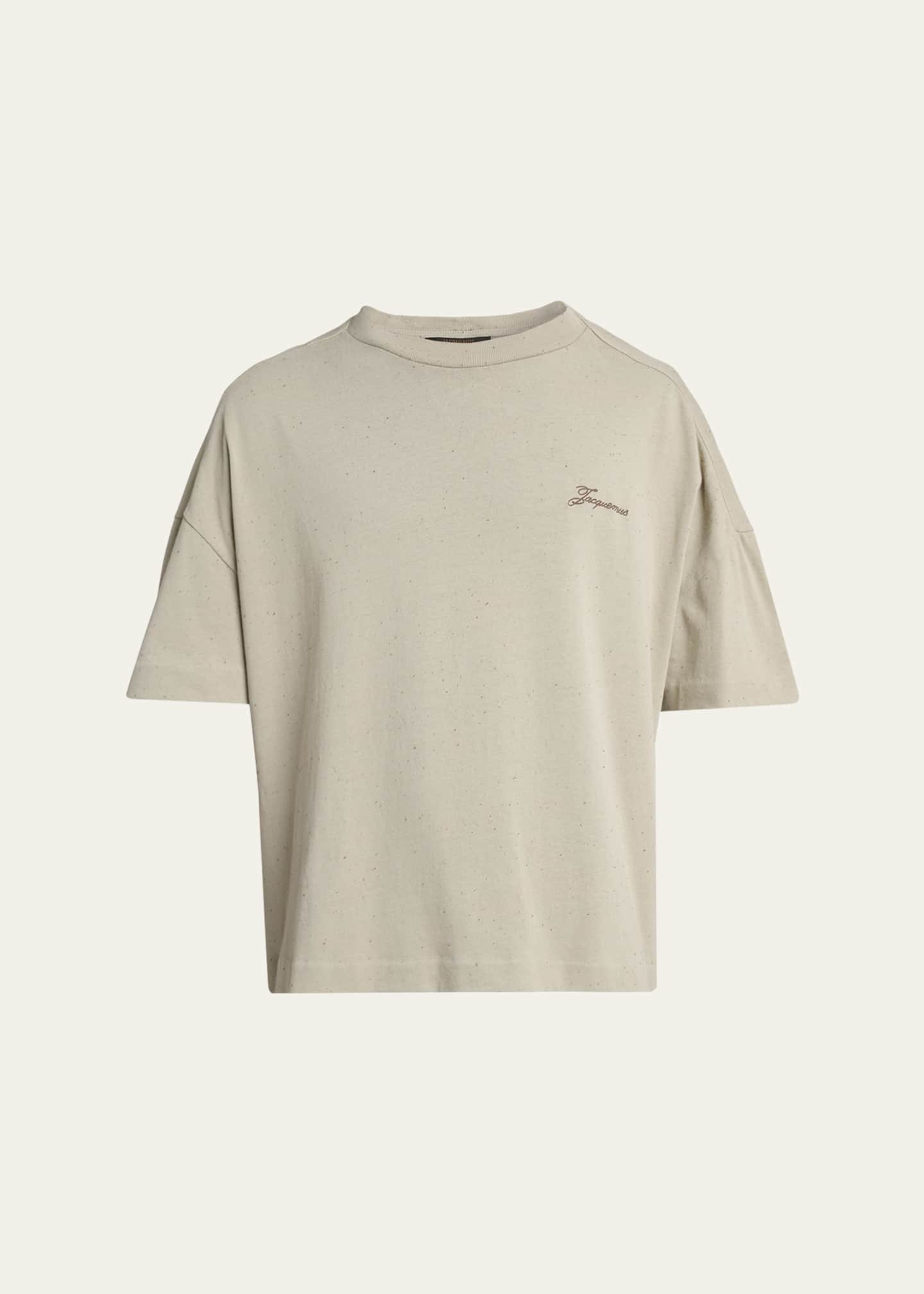 Jacquemus Men's Speckled Cotton-Blend Embroidered Logo T-Shirt ...