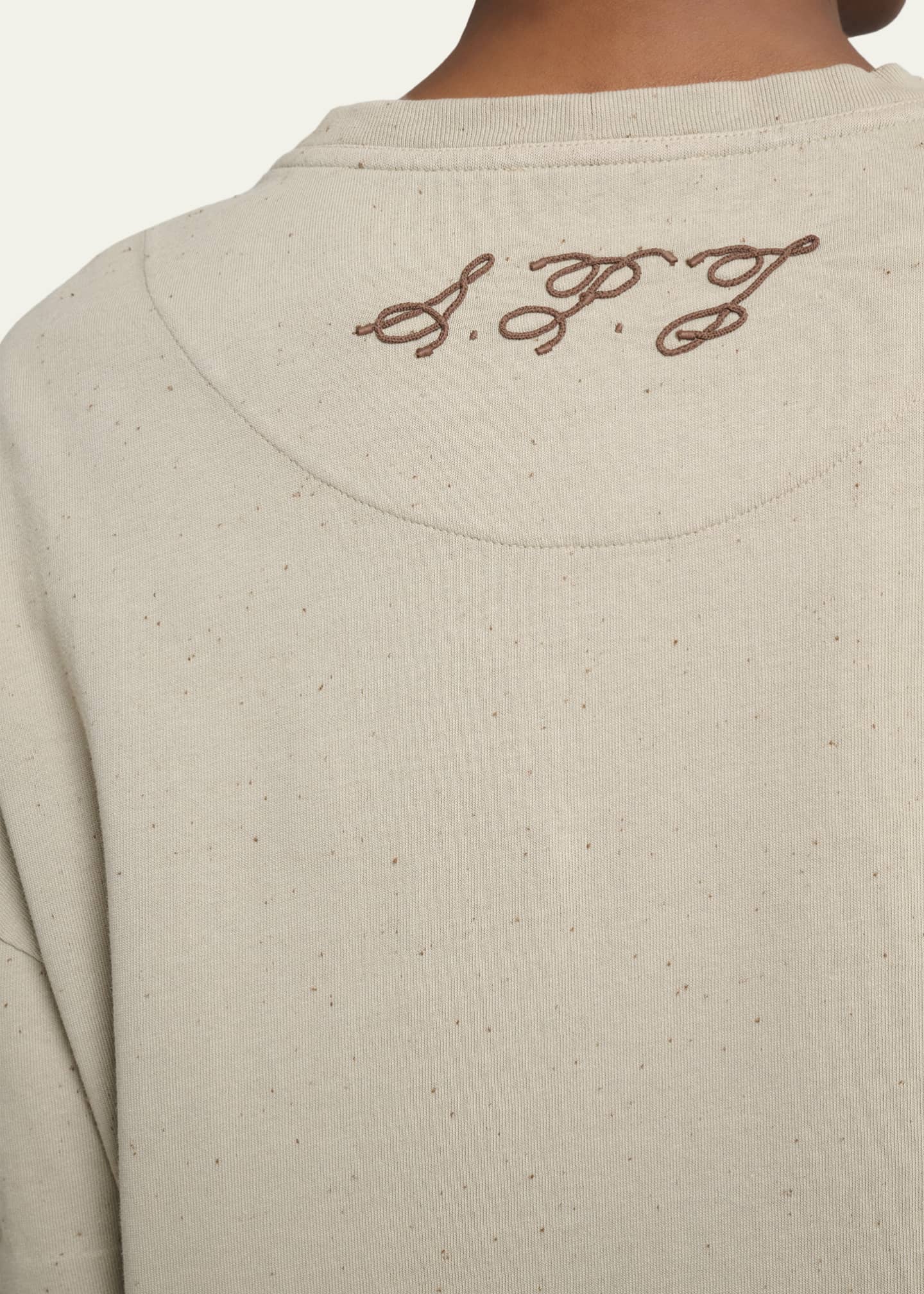 Jacquemus Men's Speckled Cotton-Blend Embroidered Logo T-Shirt ...