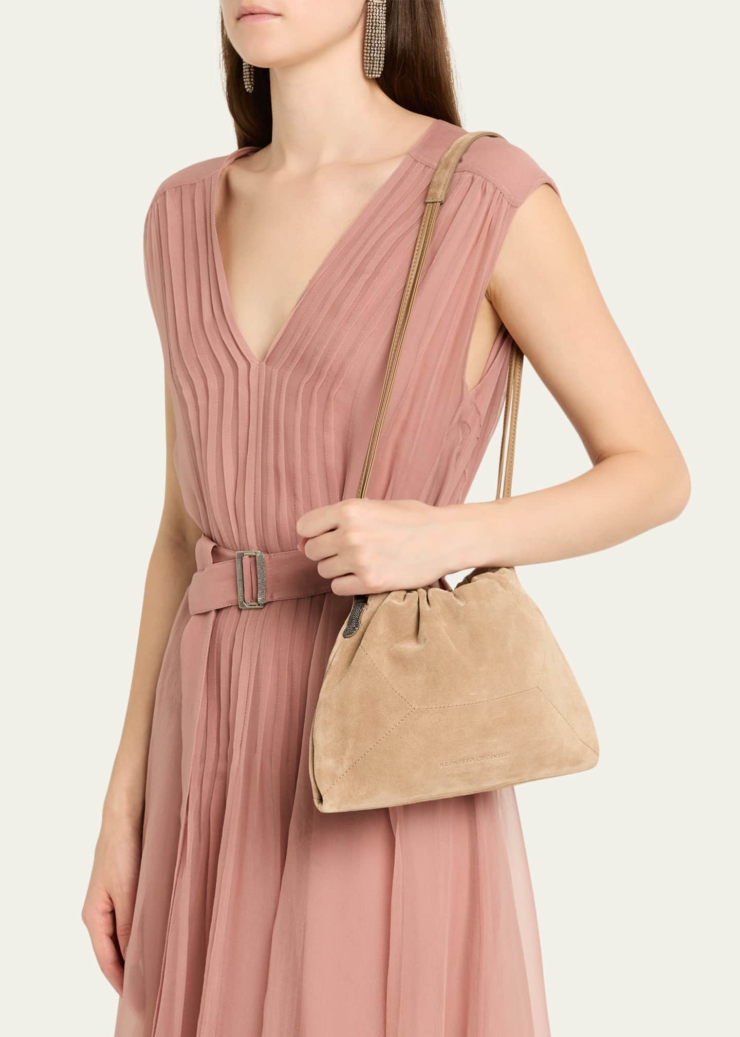 Brunello Cucinelli Suede Drawstring Pouch Bag - Bergdorf Goodman