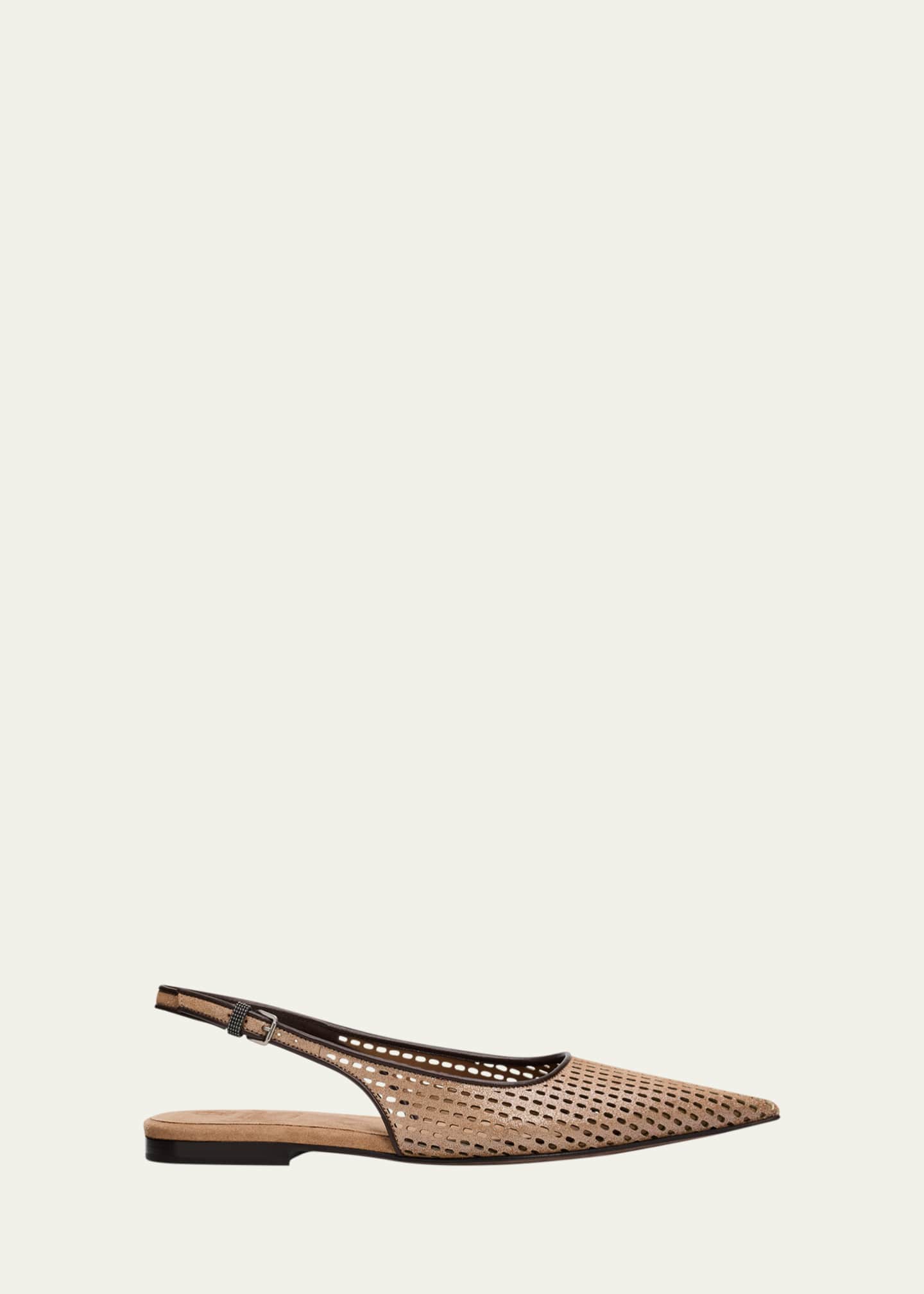 Brunello Cucinelli Perforated Leather Slingback Flats - Bergdorf Goodman