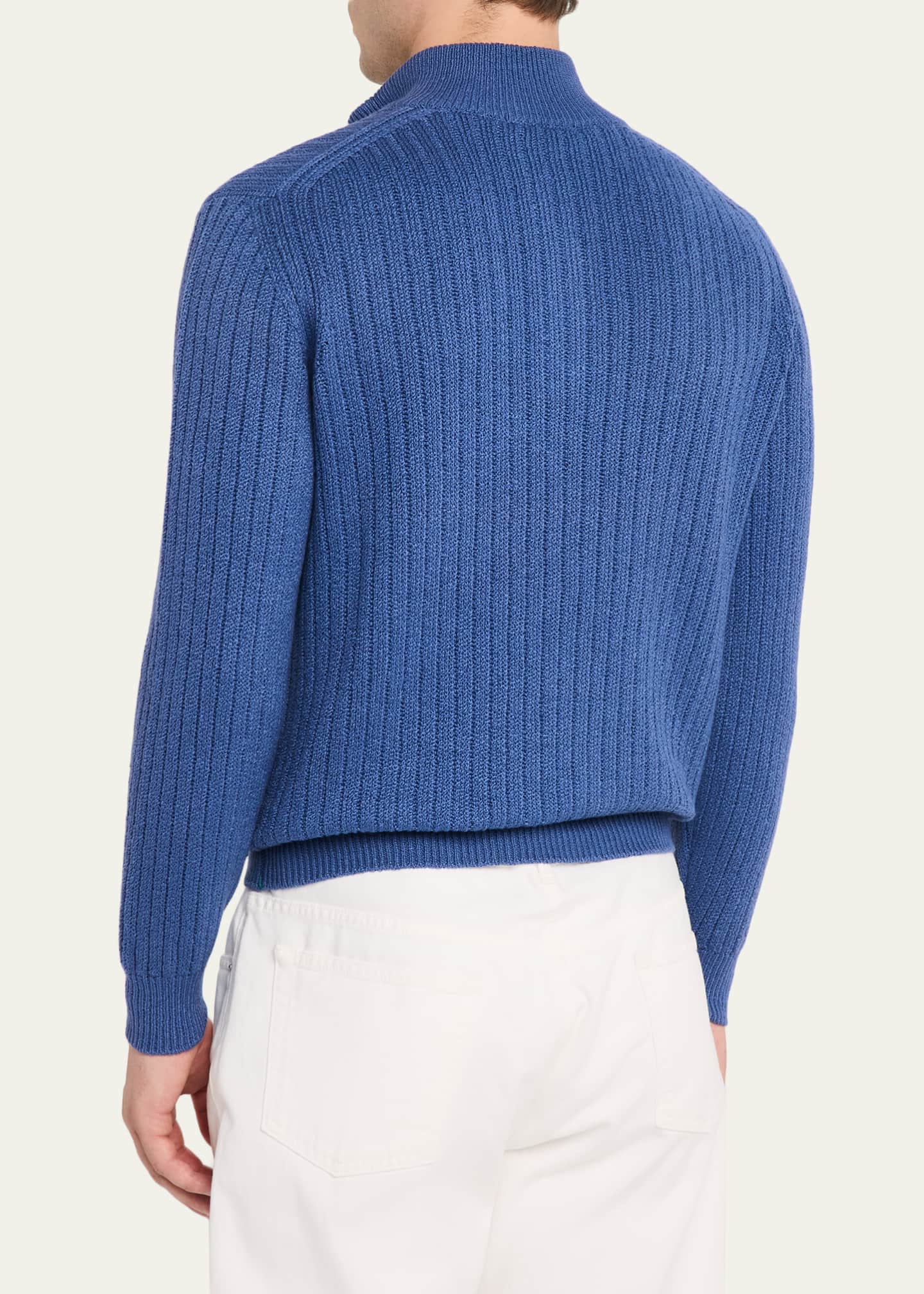 Fioroni Men's Ribbed-Knit Cotton Half-Zip Sweater - Bergdorf Goodman