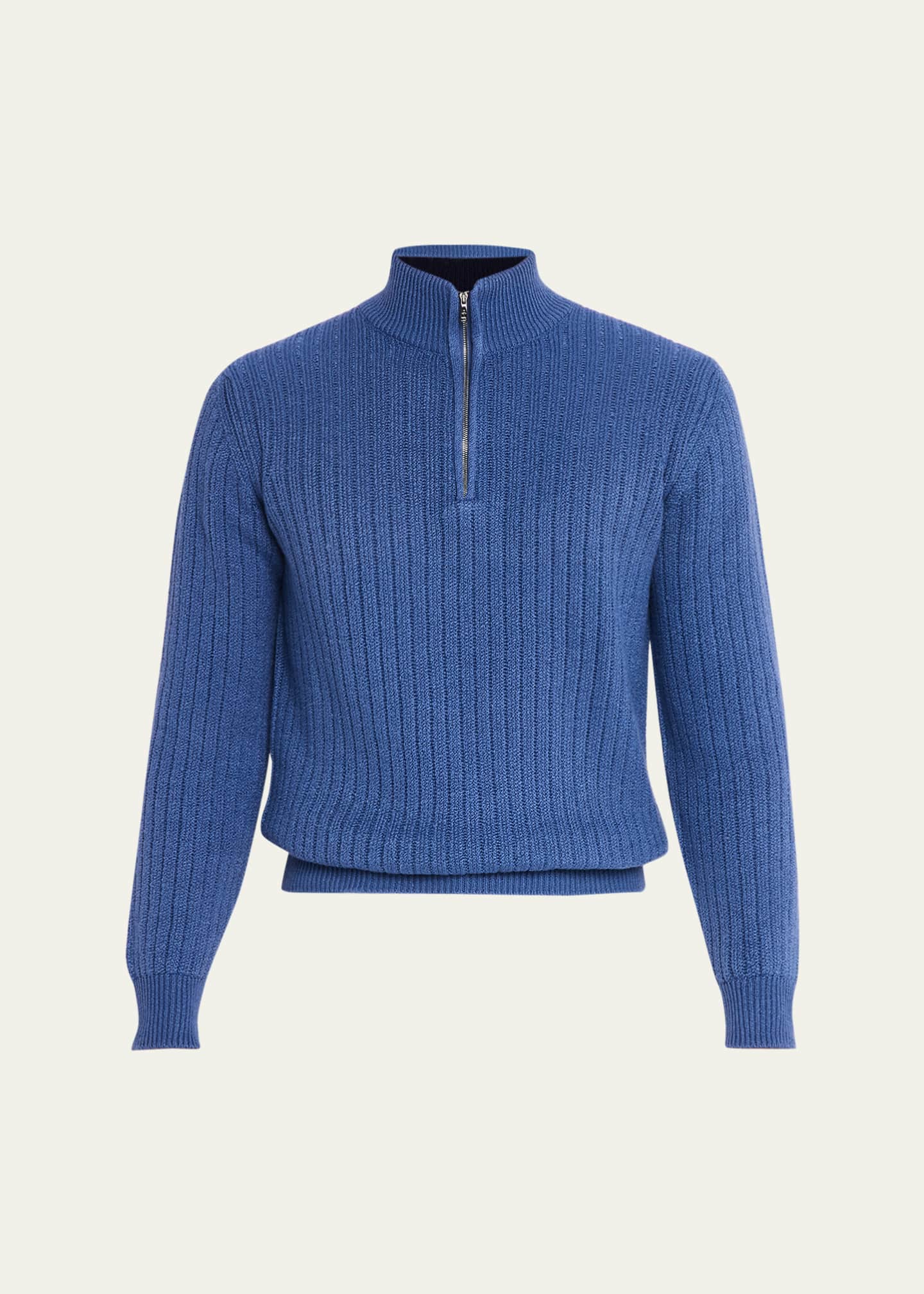 Fioroni Men's Ribbed-Knit Cotton Half-Zip Sweater - Bergdorf Goodman