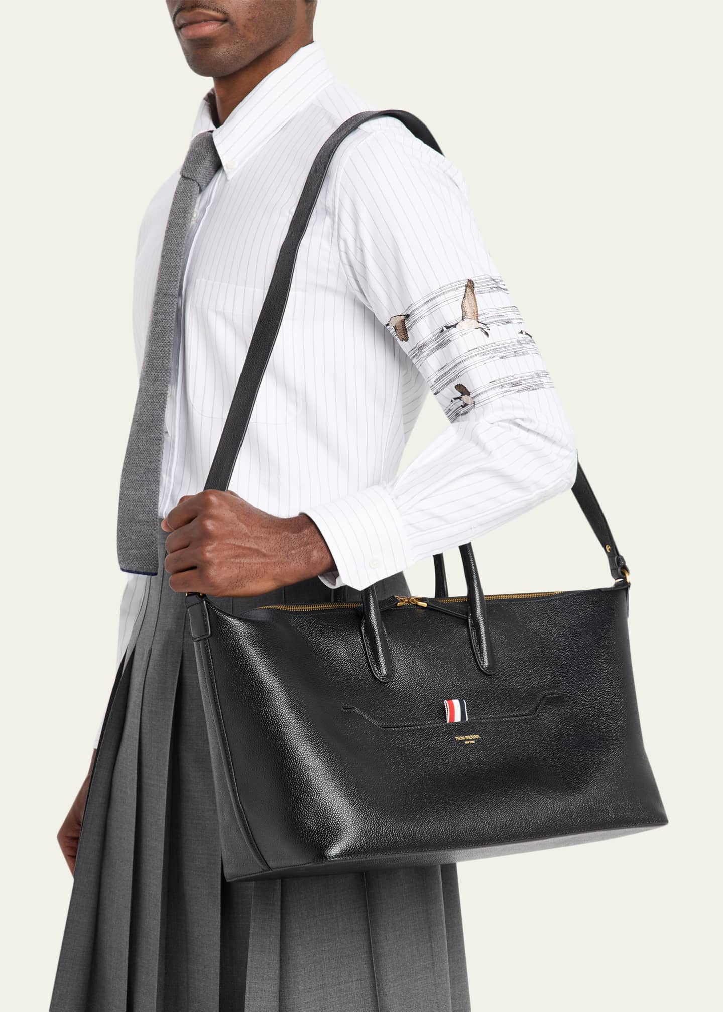 Thom Browne Men's Soft Pebble Grain Medium Duffle Bag - Bergdorf Goodman