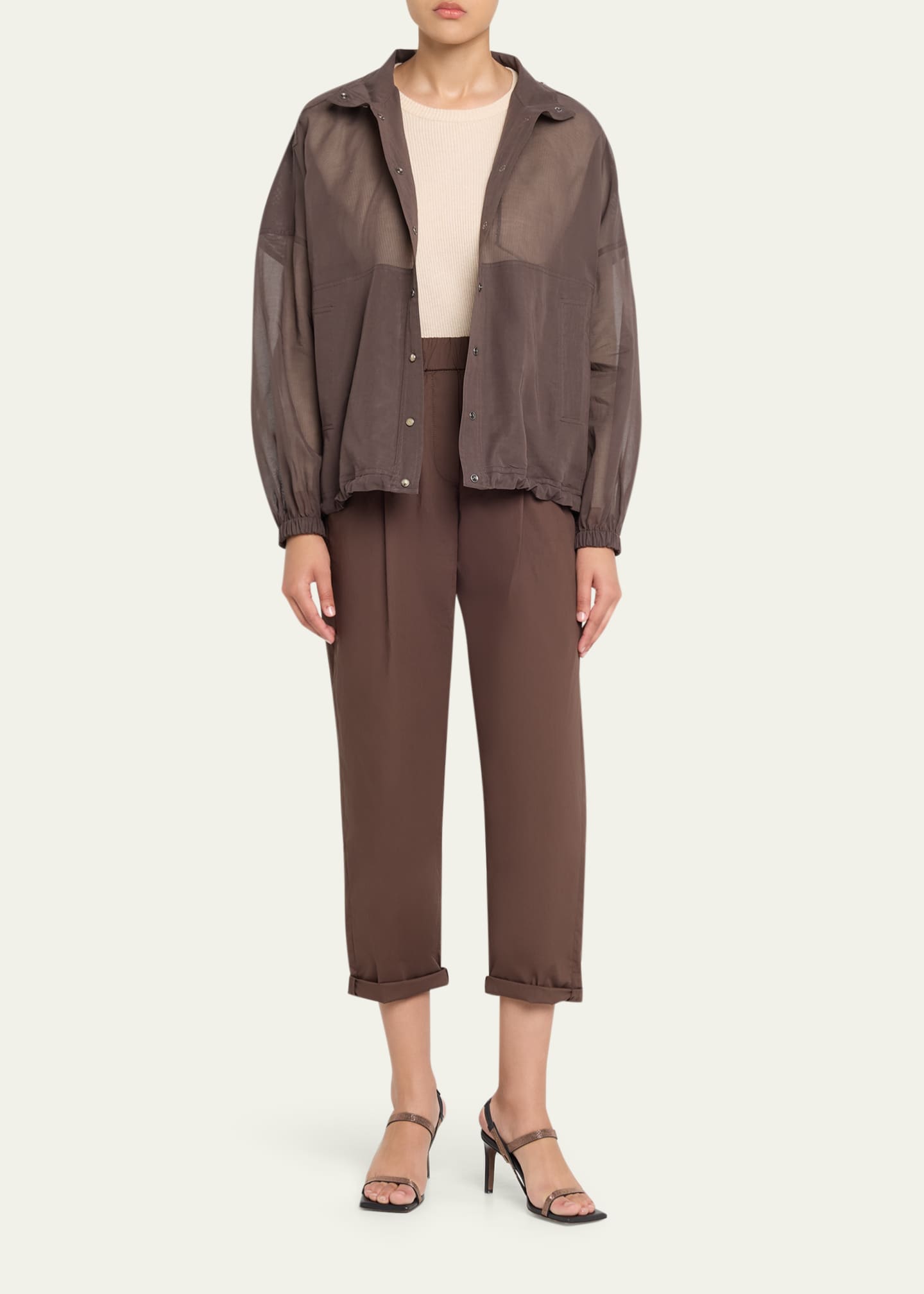 Brunello Cucinelli Sheer Cotton Voile Bomber Jacket - Bergdorf Goodman