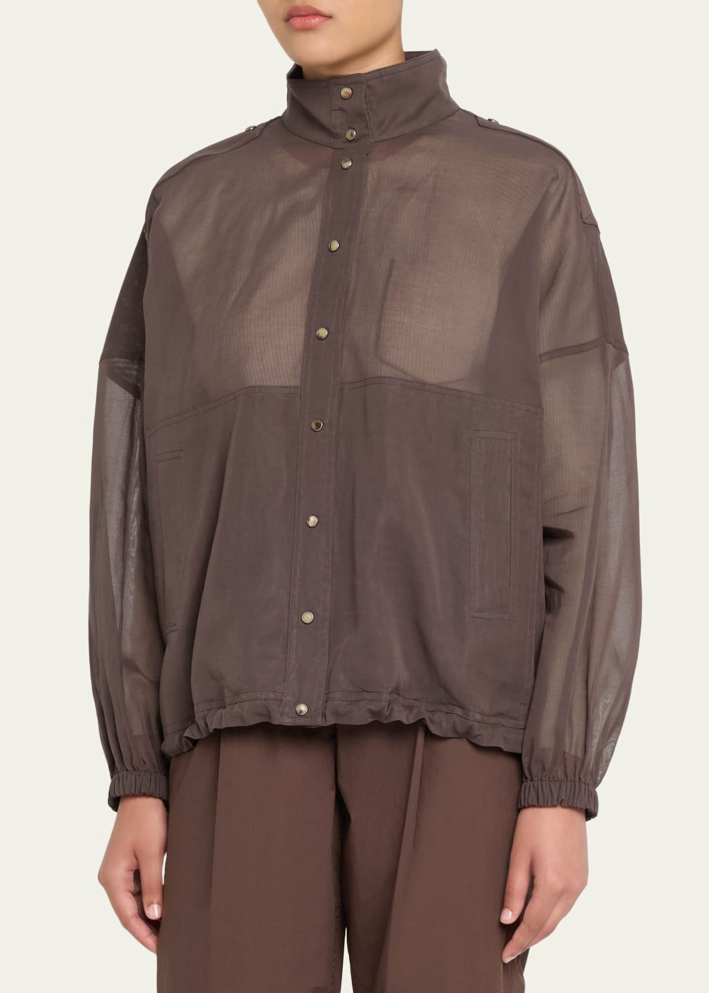Brunello Cucinelli Sheer Cotton Voile Bomber Jacket - Bergdorf Goodman