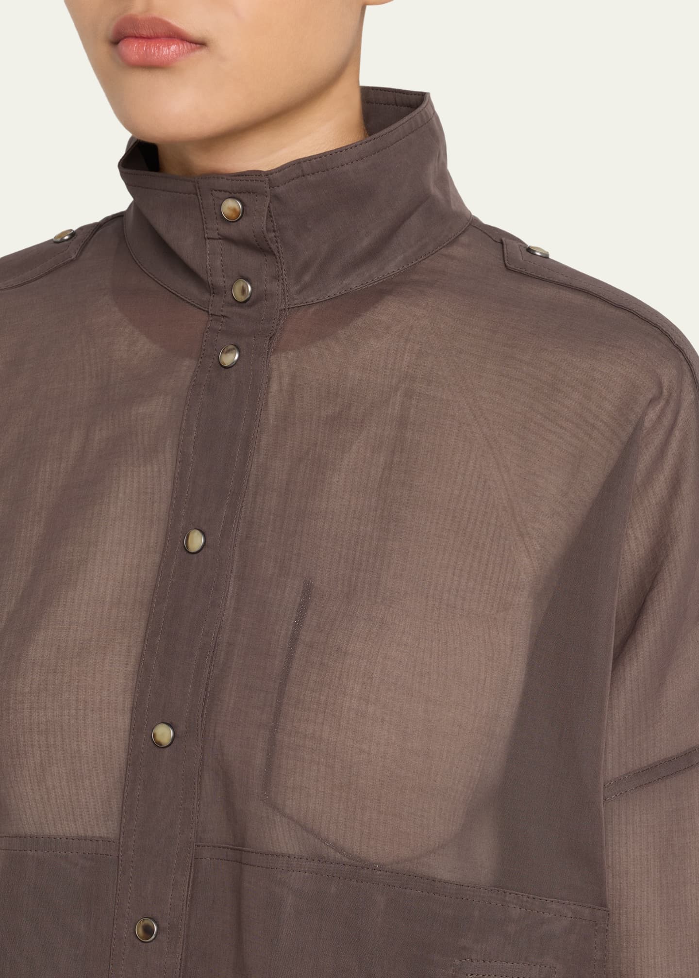 Brunello Cucinelli Sheer Cotton Voile Bomber Jacket - Bergdorf Goodman
