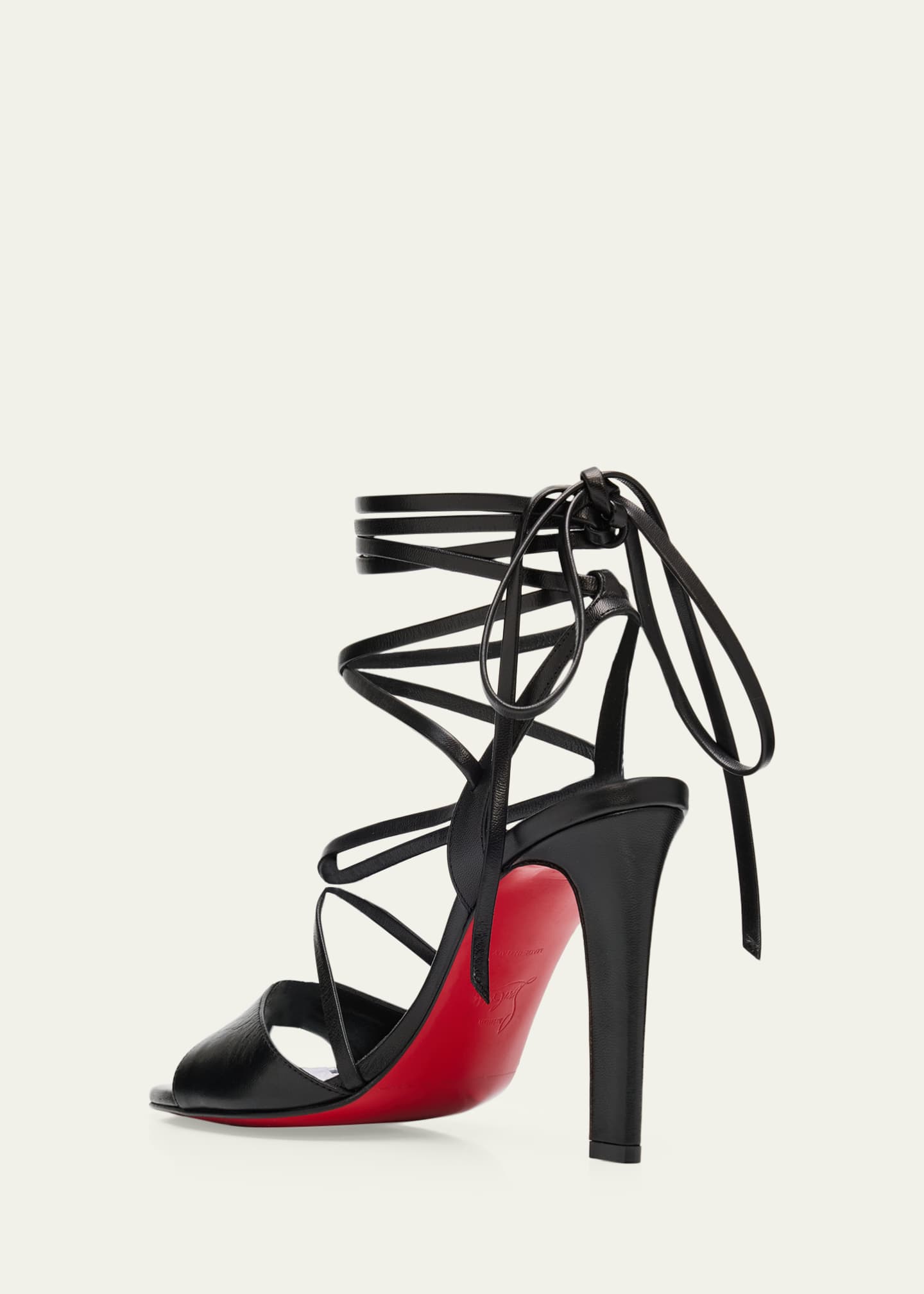 Christian Louboutin 100mm Fanny Randa Leather Ankle-Tie Sandals ...